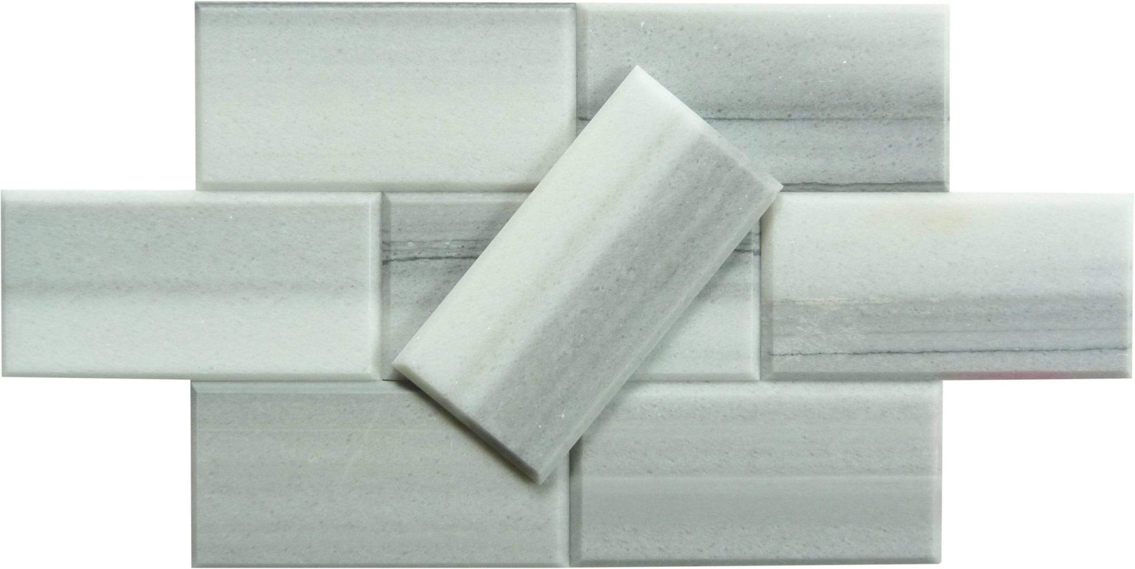 Equator Grey 3" x 6" Beveled Polished Marble Subway Tile FMR-36BP ...