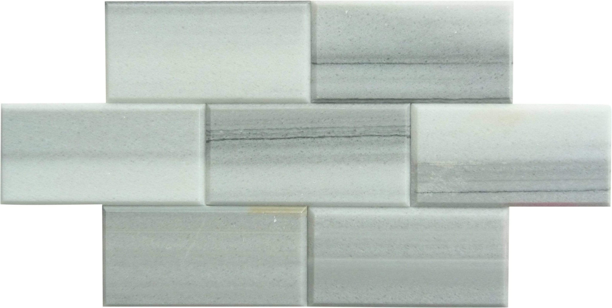 Equator Grey 3" x 6" Beveled Polished Marble Subway Tile FMR-36BP