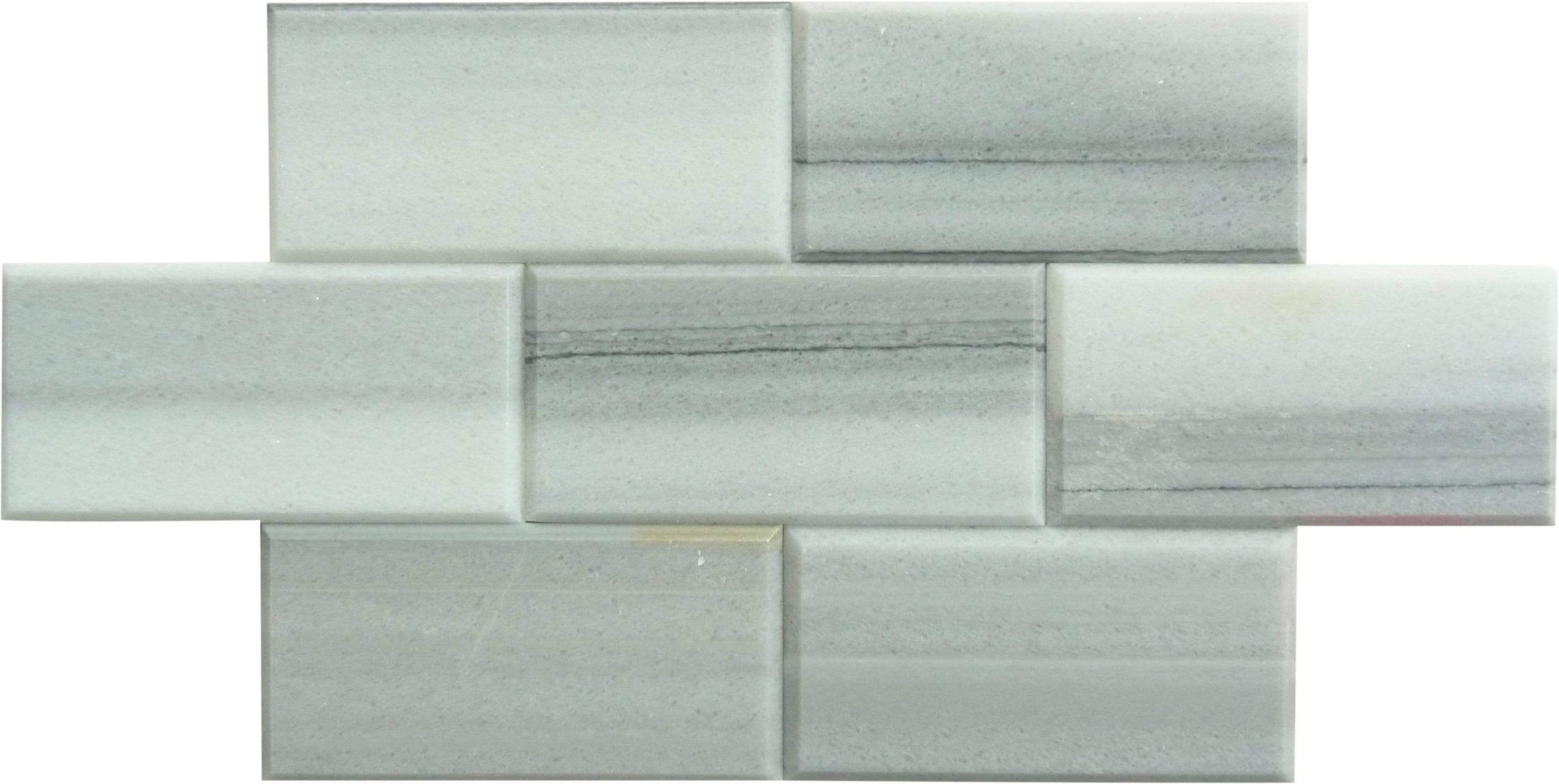 Equator Grey 3" x 6" Beveled Polished Marble Subway Tile FMR-36BP