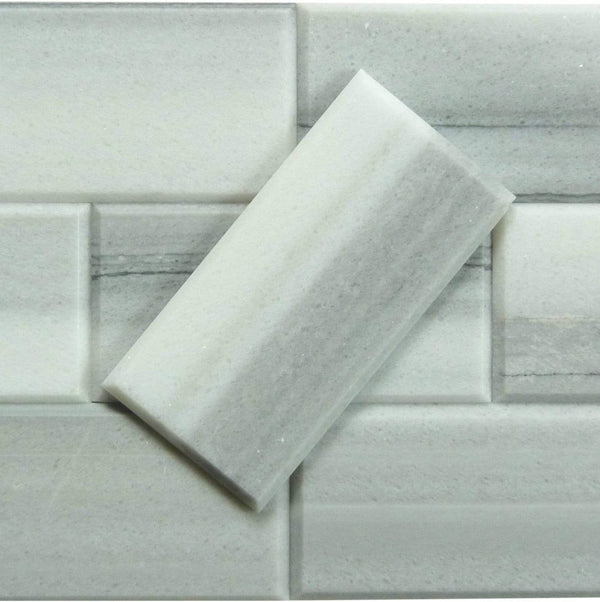 Equator Grey 3" x 6" Beveled Polished Marble Subway Tile FMR-36BP