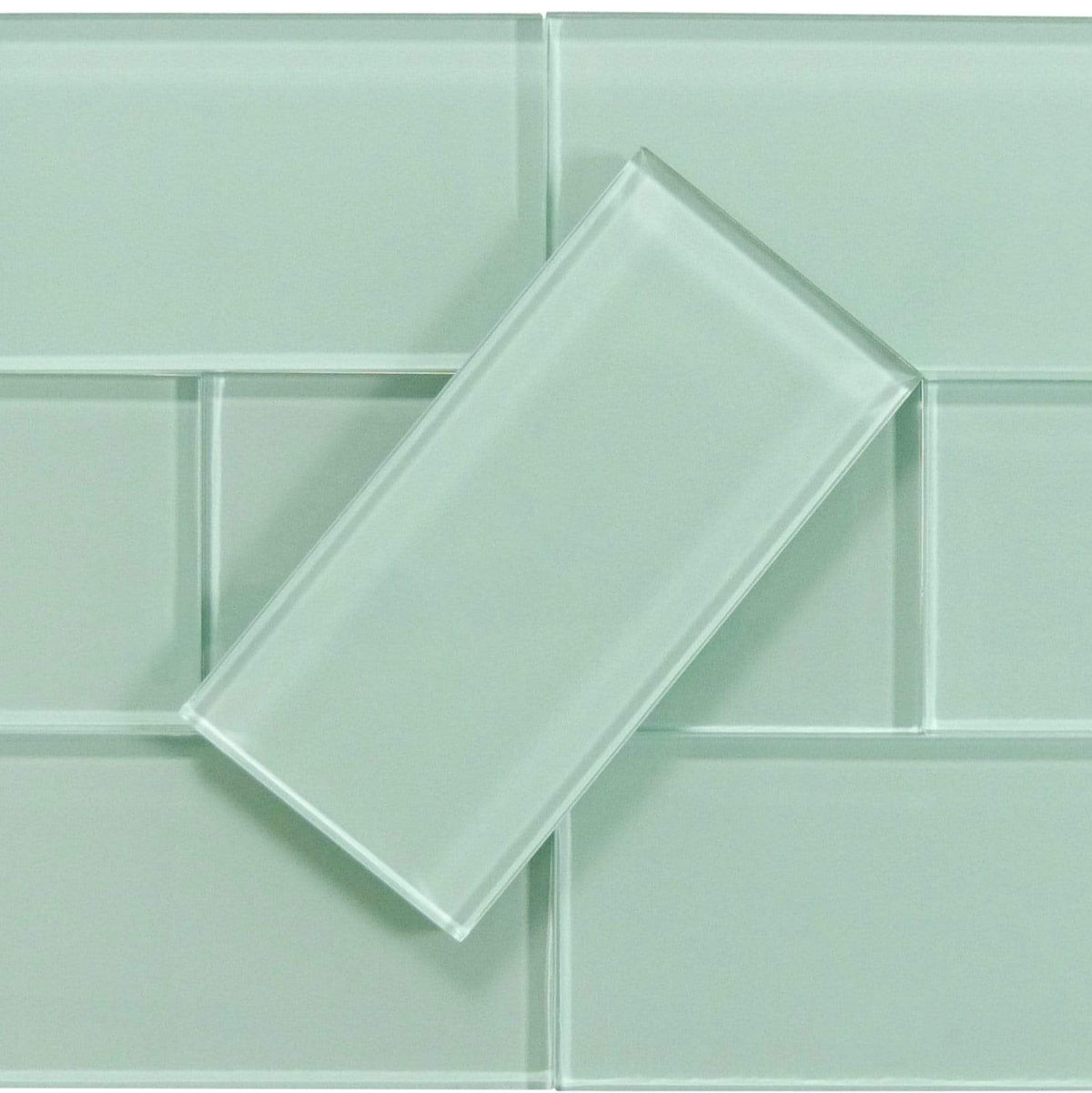MALTED MINT GREEN 3"X 6" GLOSSY GLASS SUBWAY TILE Oasis Tile
