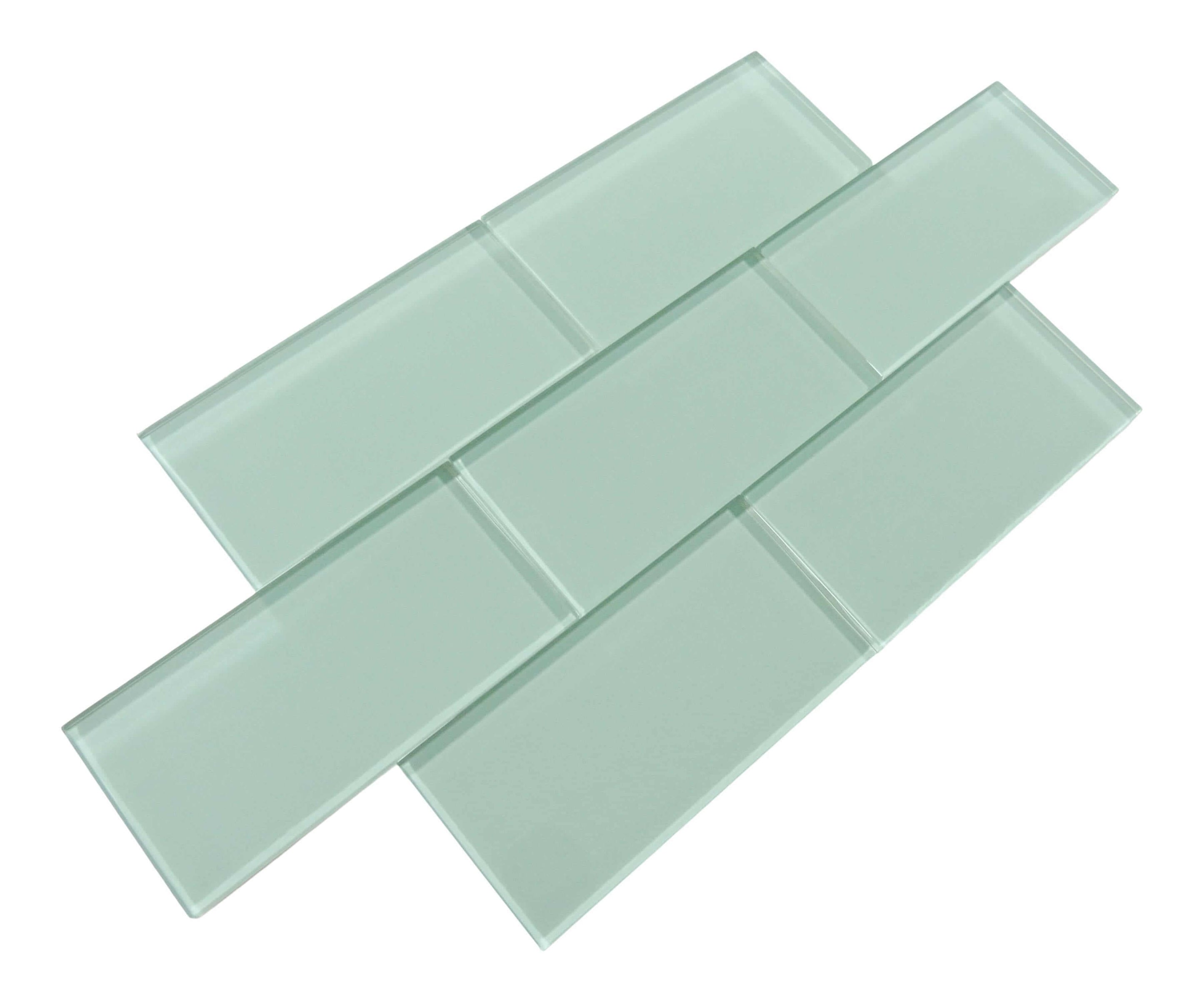 MALTED MINT GREEN 3"X 6" GLOSSY GLASS SUBWAY TILE Oasis Tile