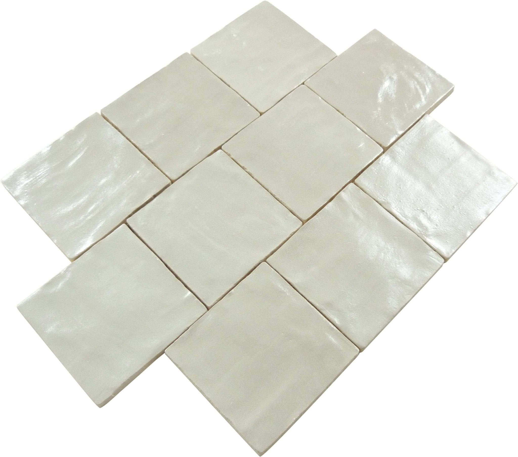 Silver Moon 4" x 4" Square Shimmer Ceramic Tile SILK GURE 4x4