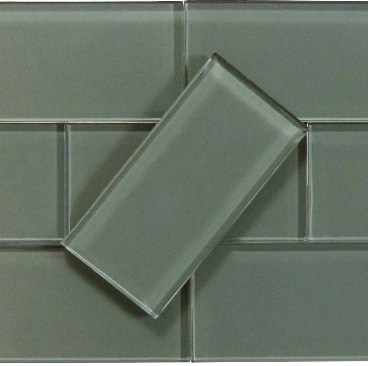 Volcanic Ash Grey 3x6 Glossy Glass Subway Tile
