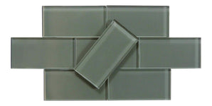 Volcanic Ash Grey 3x6 Glossy Glass Subway Tile