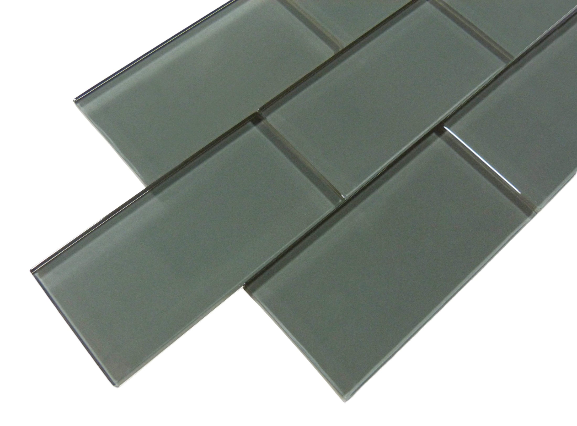Volcanic Ash Grey 3x6 Glossy Glass Subway Tile - Oasis Tile
