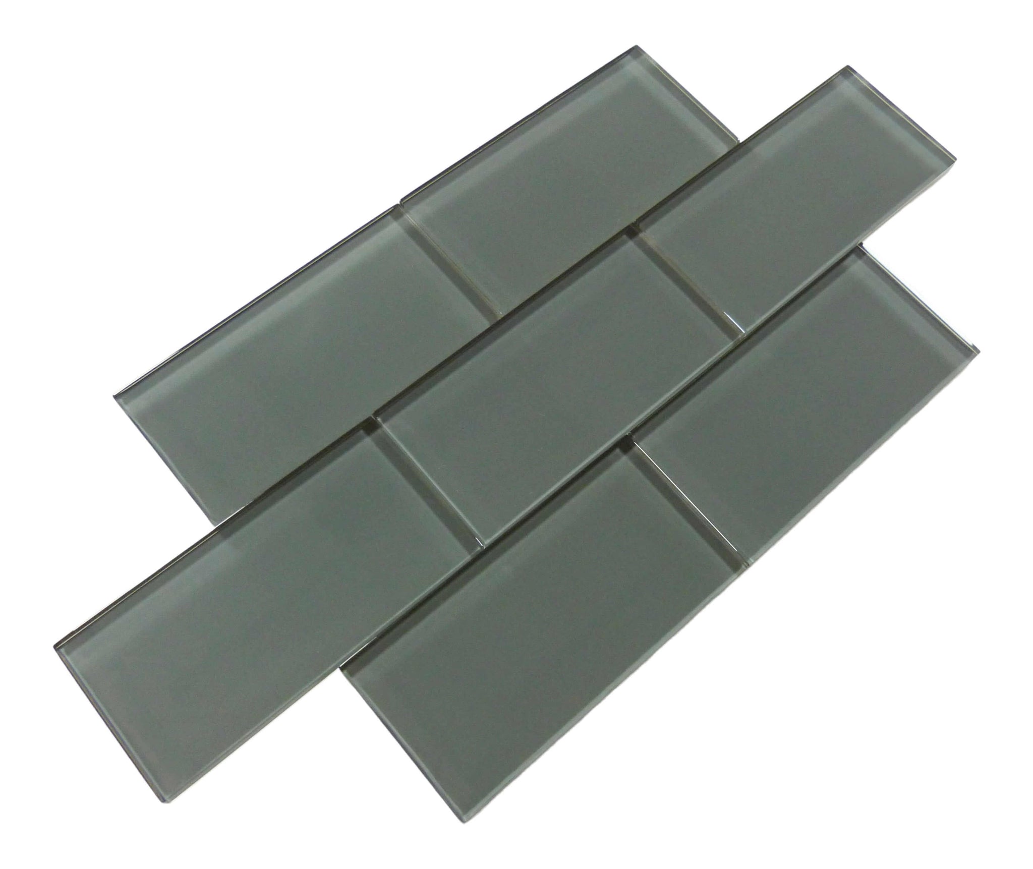 Volcanic Ash Grey 3x6 Glossy Glass Subway Tile - Oasis Tile