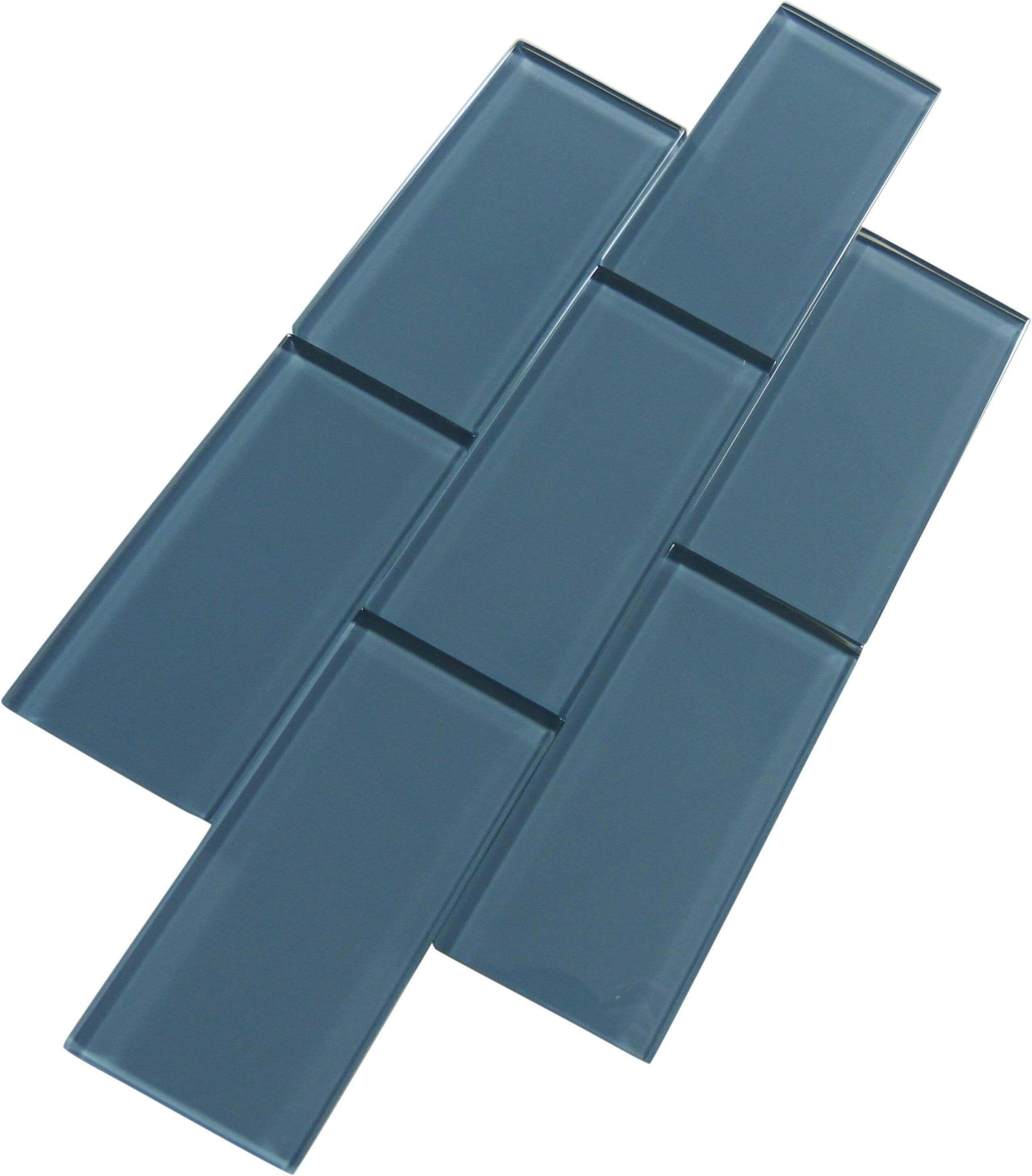 3'' x 6'' Blue Glass Subway Tile Glossy 444-177