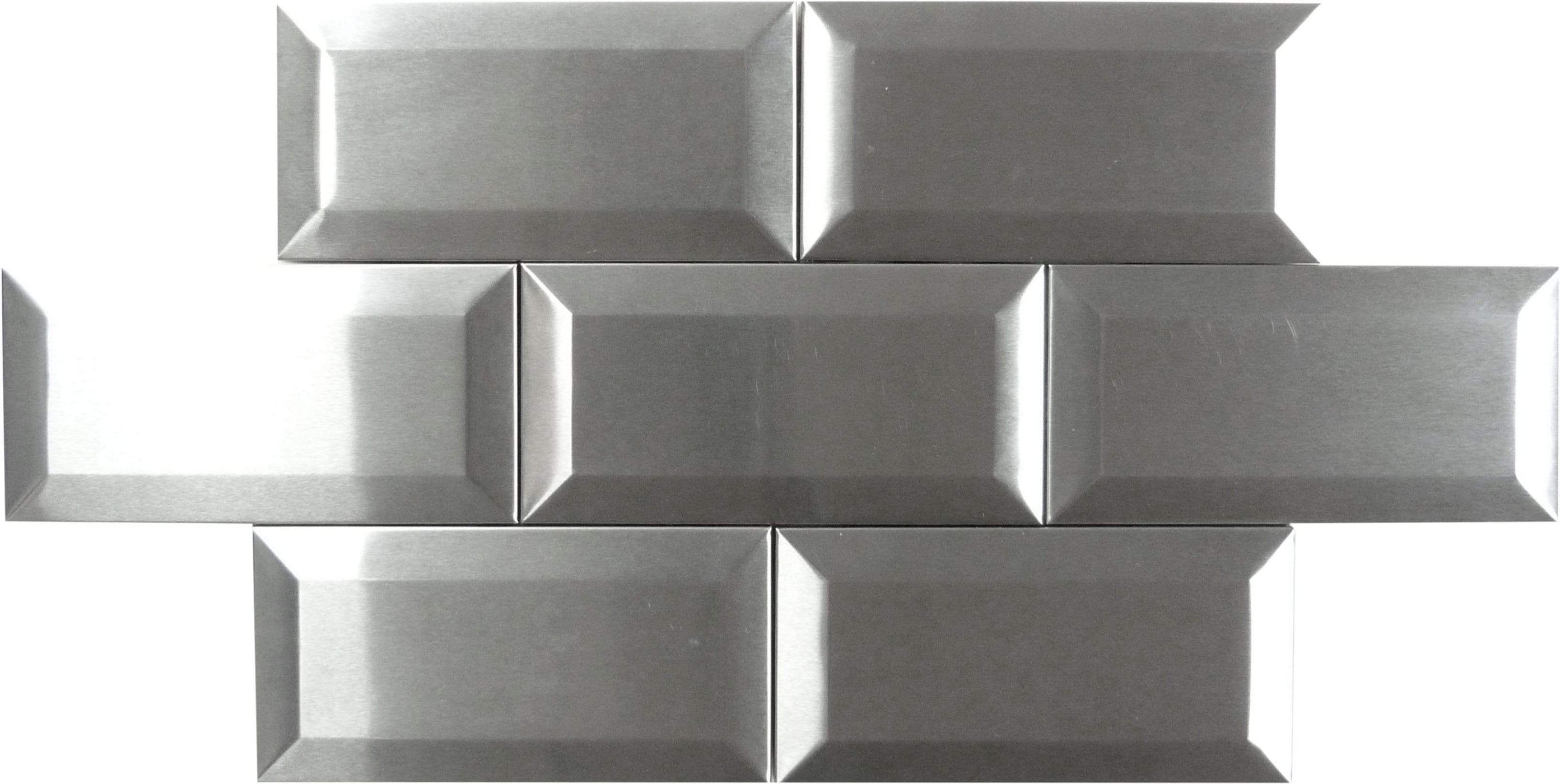 3'' x 6'' Stainless Steel Metal Subway Tile Brushed 411-036