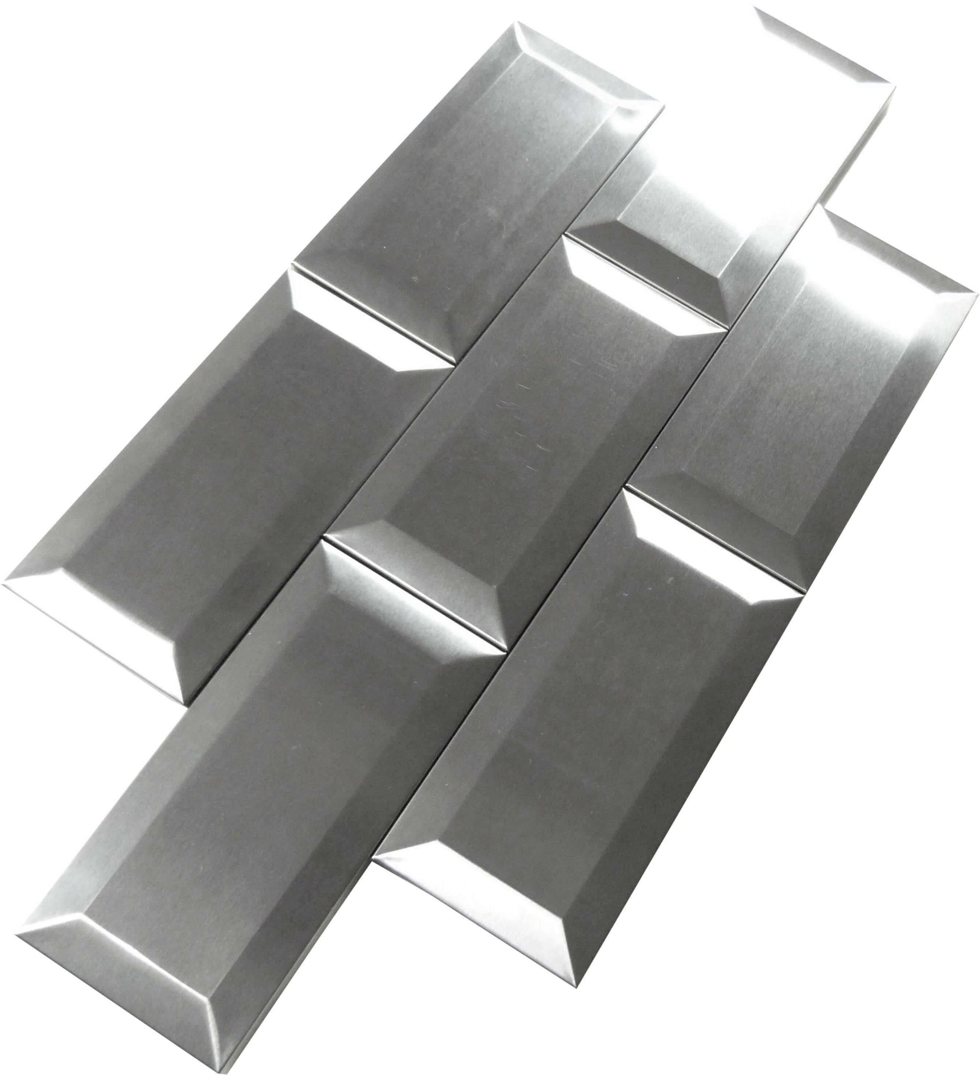 3'' x 6'' Stainless Steel Metal Subway Tile Brushed 411-036