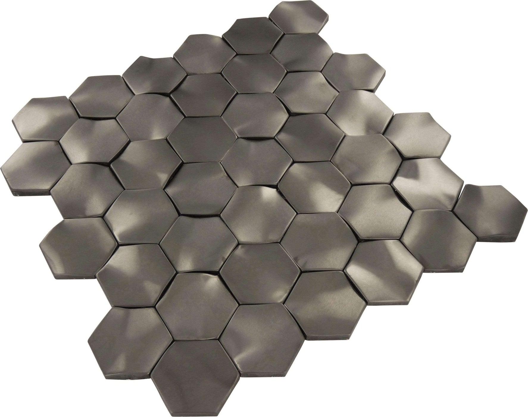 3D Gun Metal Grey 2" x 2" Hexagon Metal Tile 526-042