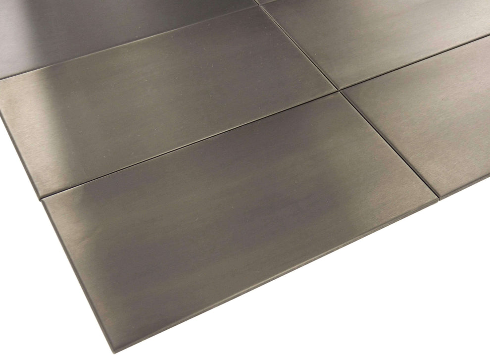 Buy Brushed Gun Metal 3'' x 6'' Stainless Steel Tile | Oasis Tile