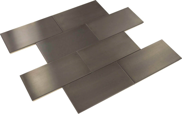Buy Brushed Gun Metal 3'' x 6'' Stainless Steel Tile | Oasis Tile