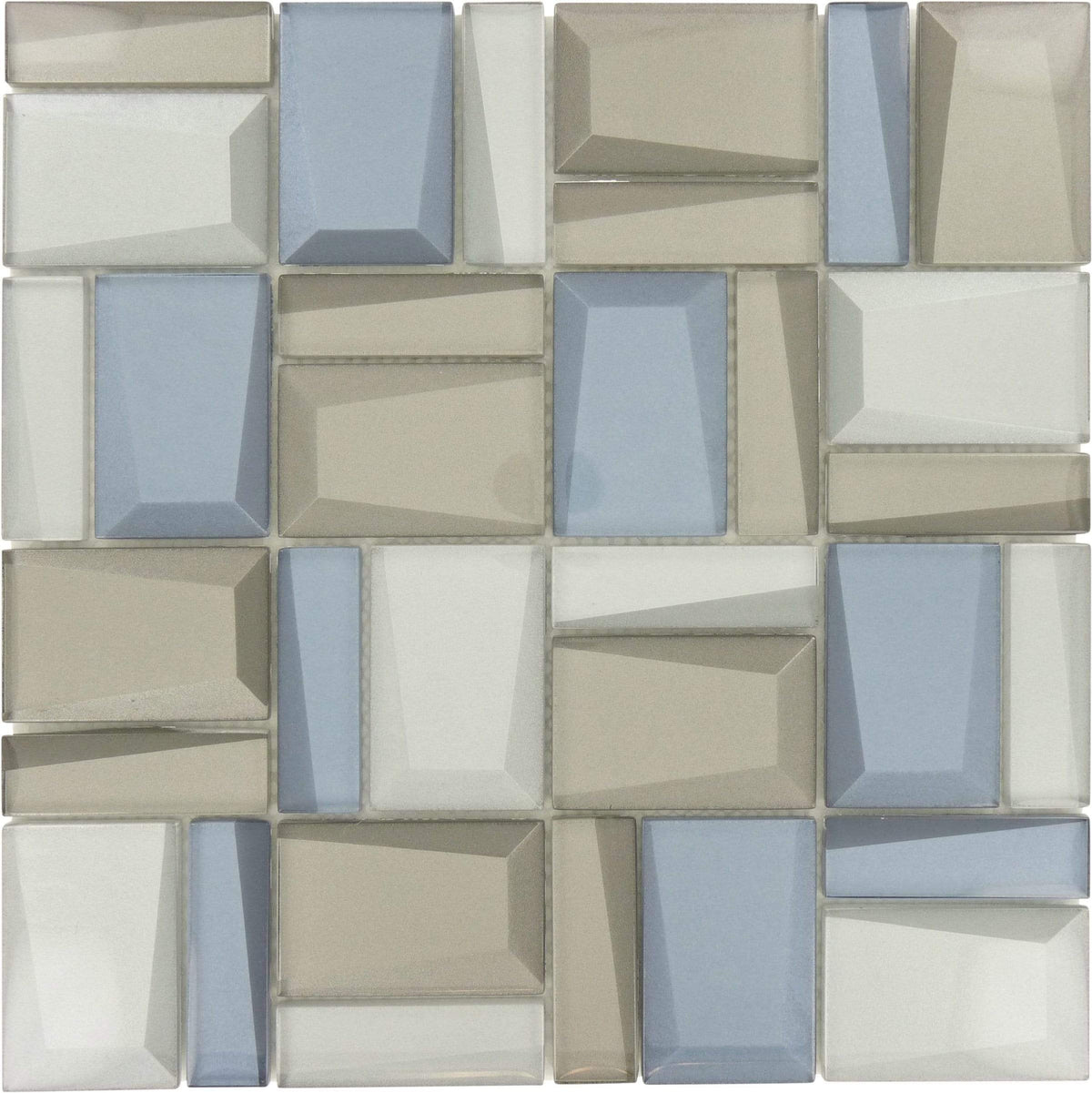 Scandinavian Clarity Blue Unique Shapes Glossy Glass Tile 412-201