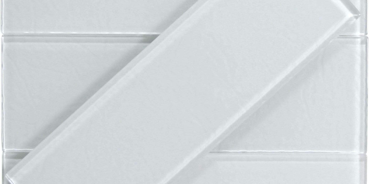 4" x 12" White Subway Glossy Glass Tile 520-728