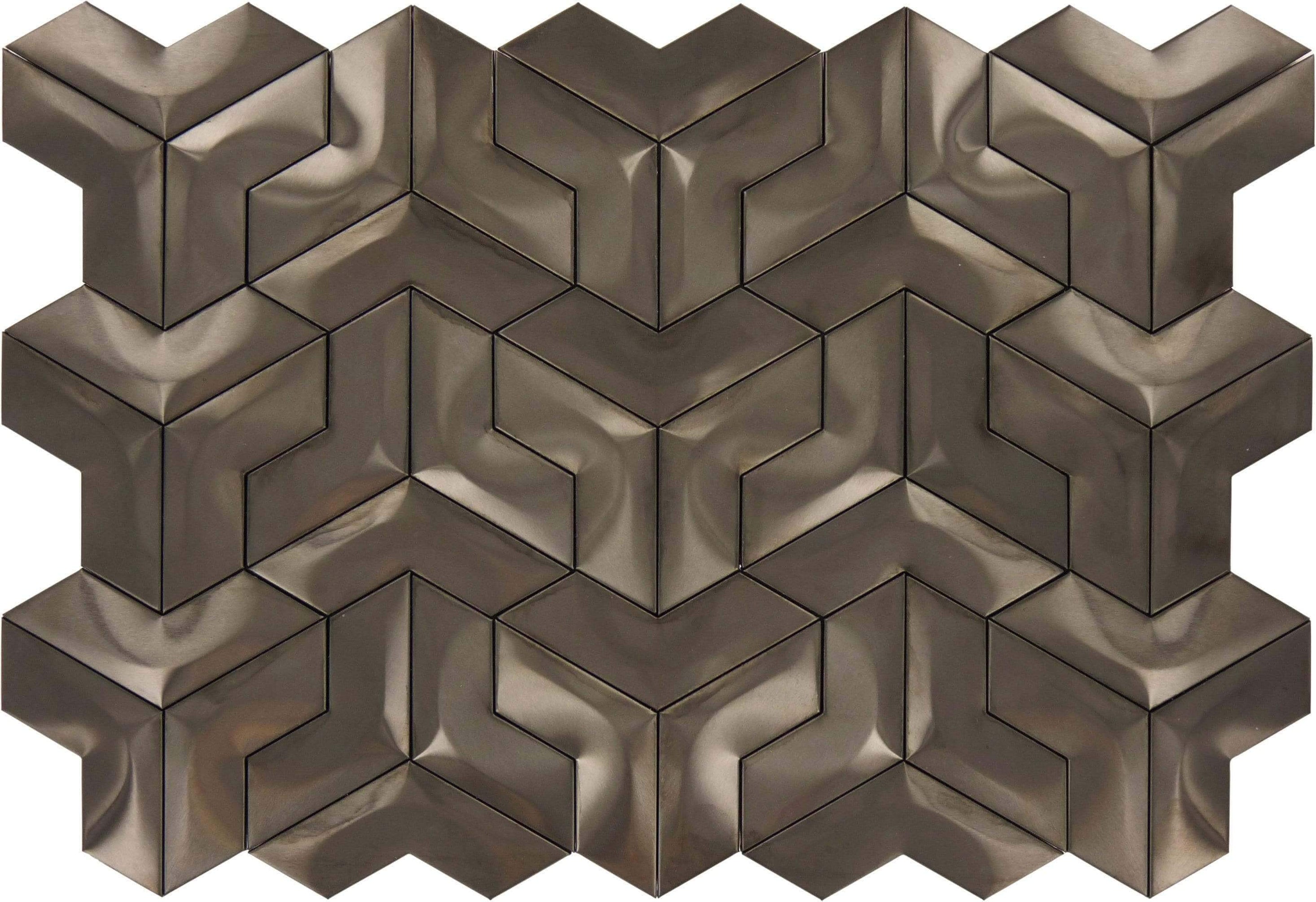 Unique Shapes Gun Metal Metal Unique Shapes Tile Brushed 526-038