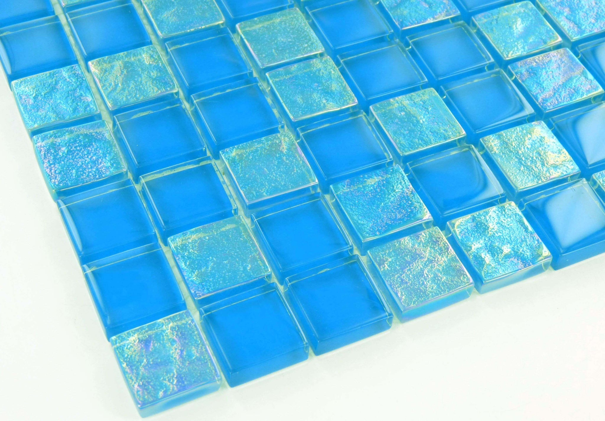 Artistry In Mosaics 1'' x 1'' Blue Glass Square Tile Glossy ...