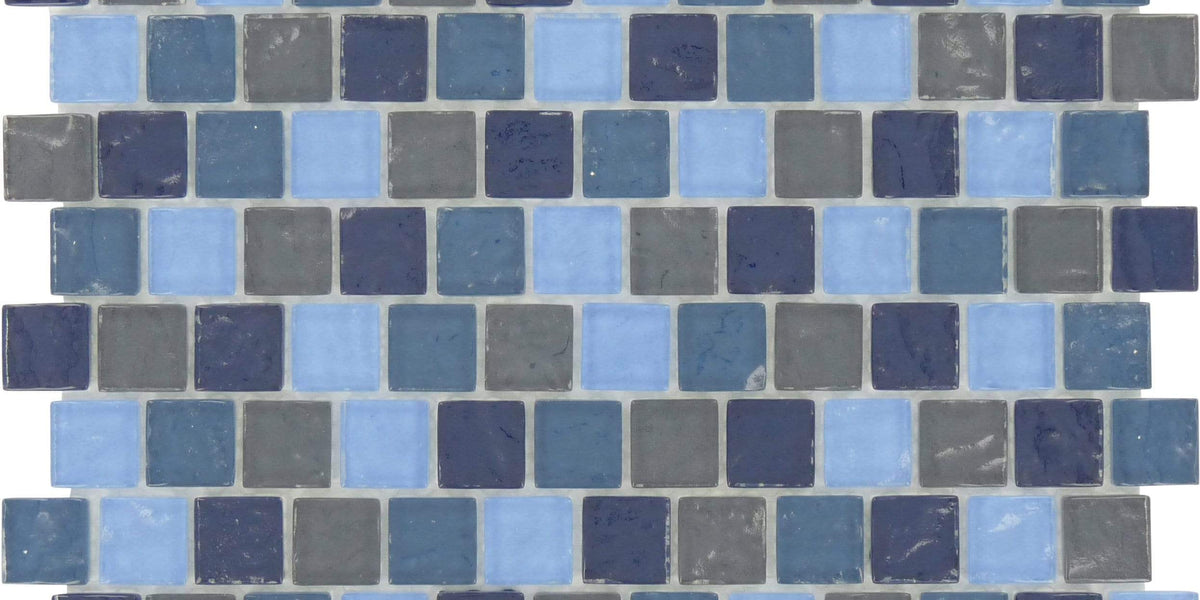 Aegean Blue Turquoise Slate Blend 1x1 Glossy Glass Tile