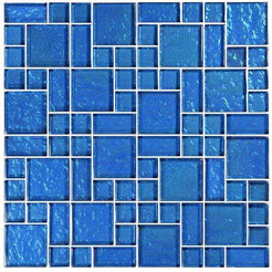 Artistry In Mosaics Galaxie Blue Mixed Glossy and Iridescent Glass Pool ...