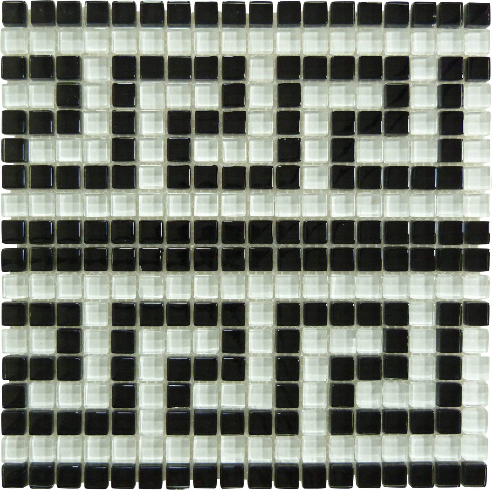 Greek Key Black White 5x8x5x8 Glossy Glass Tile | Oasis