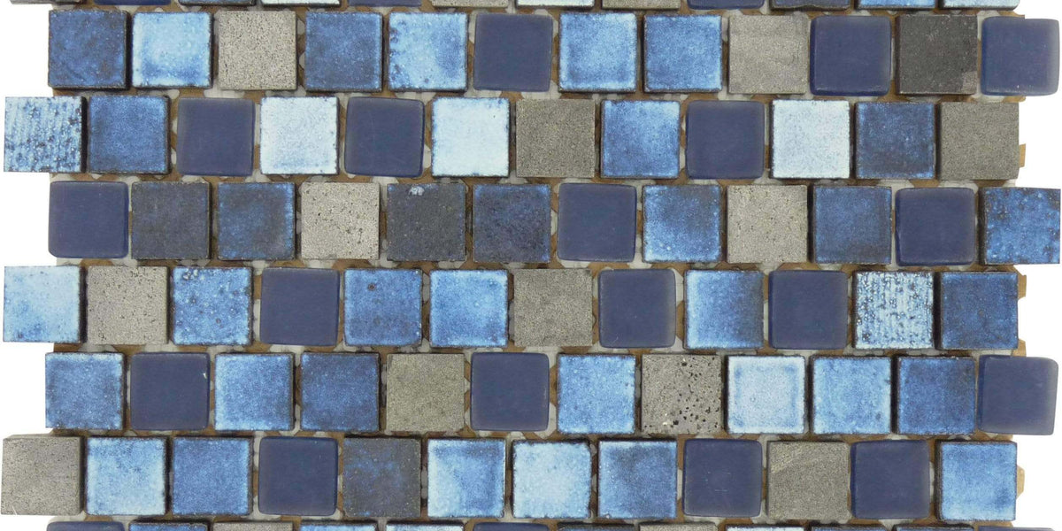 Artistry In Mosaics Lunar Dark Blue Blend 1" x 1" Glass and Stone Pool ...