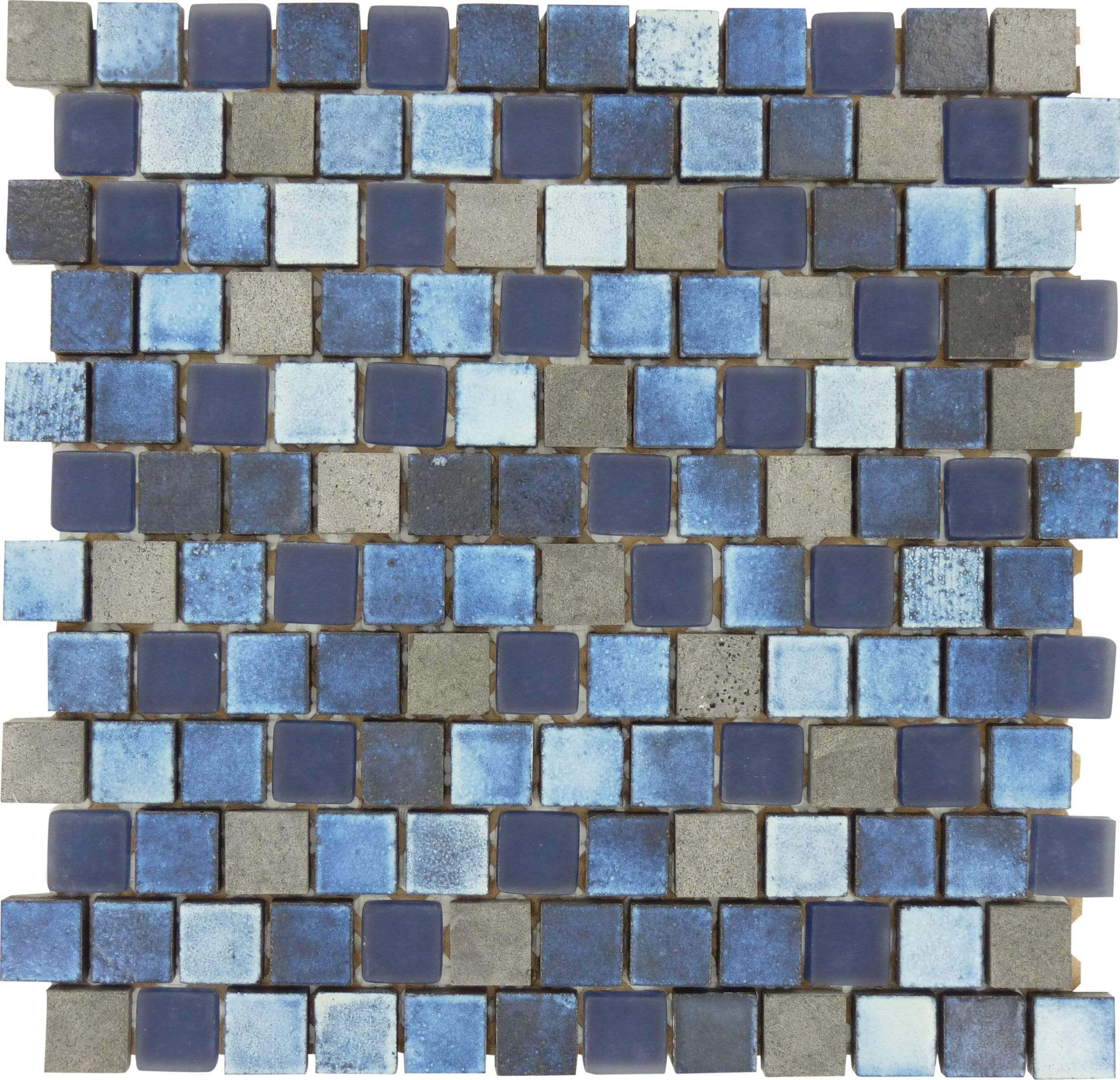 Artistry In Mosaics Lunar Dark Blue Blend 1" x 1" Glass and Stone Pool ...