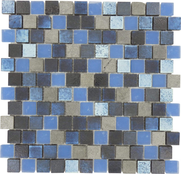 Artistry In Mosaics Lunar Light Blue Blend 1" x 1" Glass and Stone Pool ...