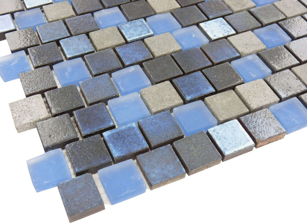 Artistry In Mosaics Lunar Light Blue Blend 1" x 1" Glass and Stone Pool ...
