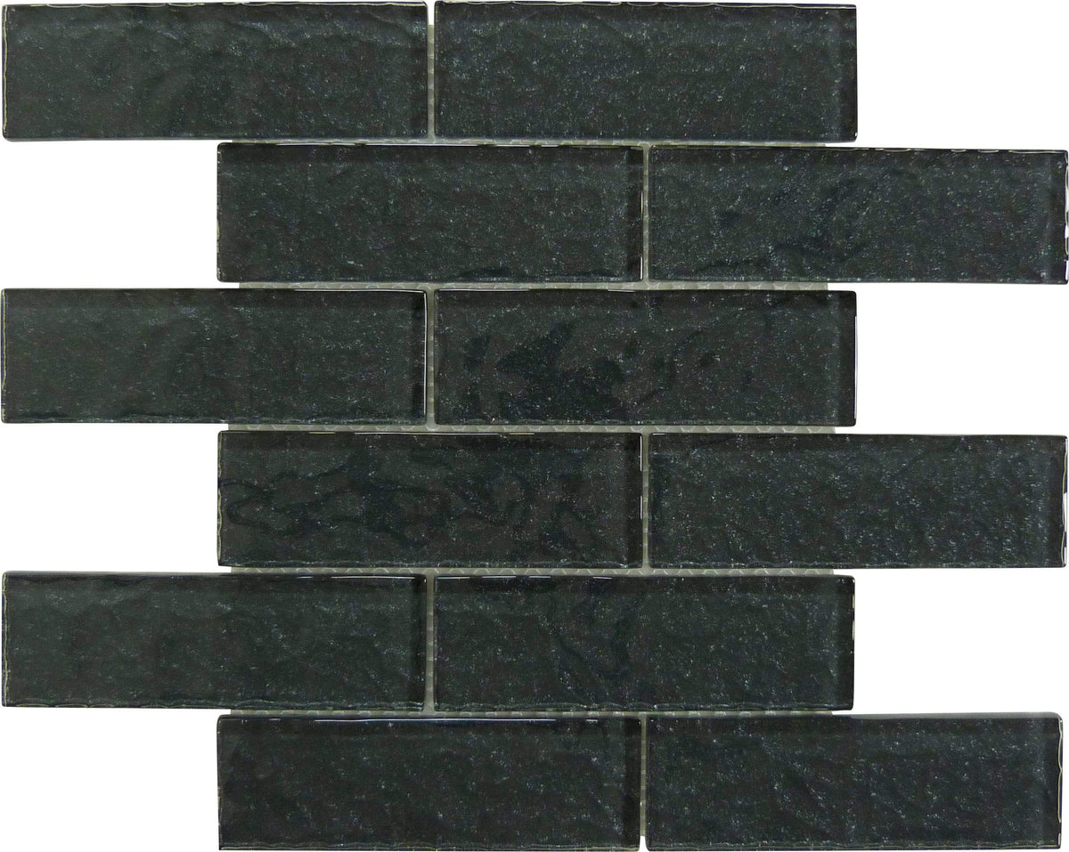 Artistry In Mosaics Moonscape Black 2"x6" Ripple Glossy Glass Pool Tile ...