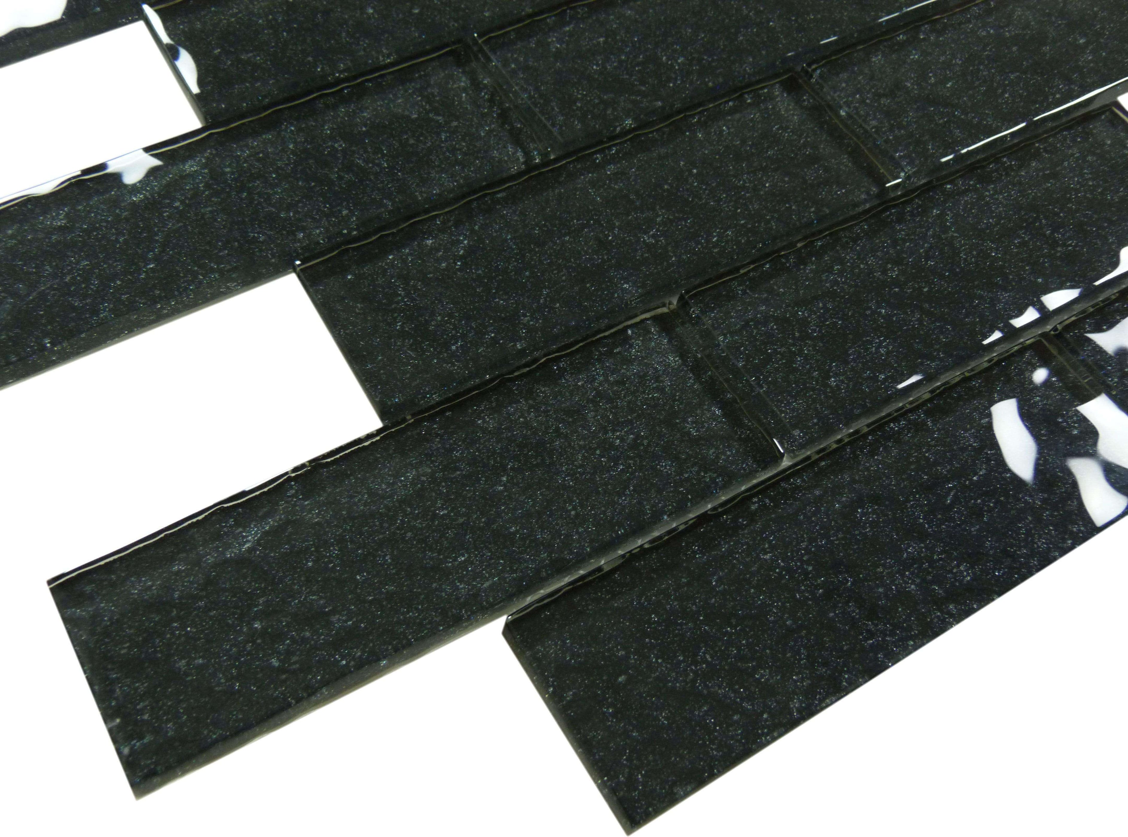 Artistry In Mosaics Moonscape Black 2"x6" Ripple Glossy Glass Pool Tile ...