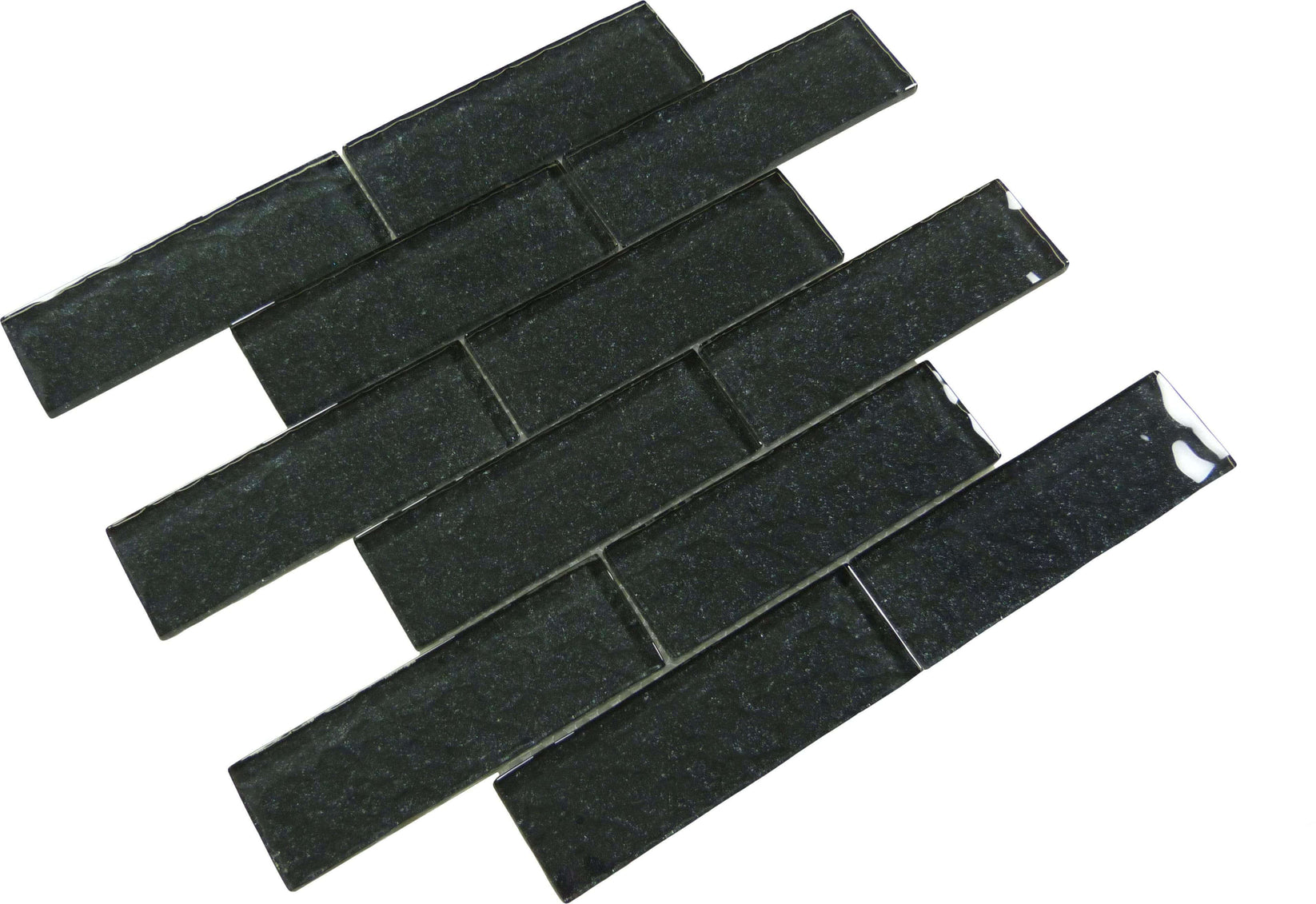 Artistry In Mosaics Moonscape Black 2"x6" Ripple Glossy Glass Pool Tile ...