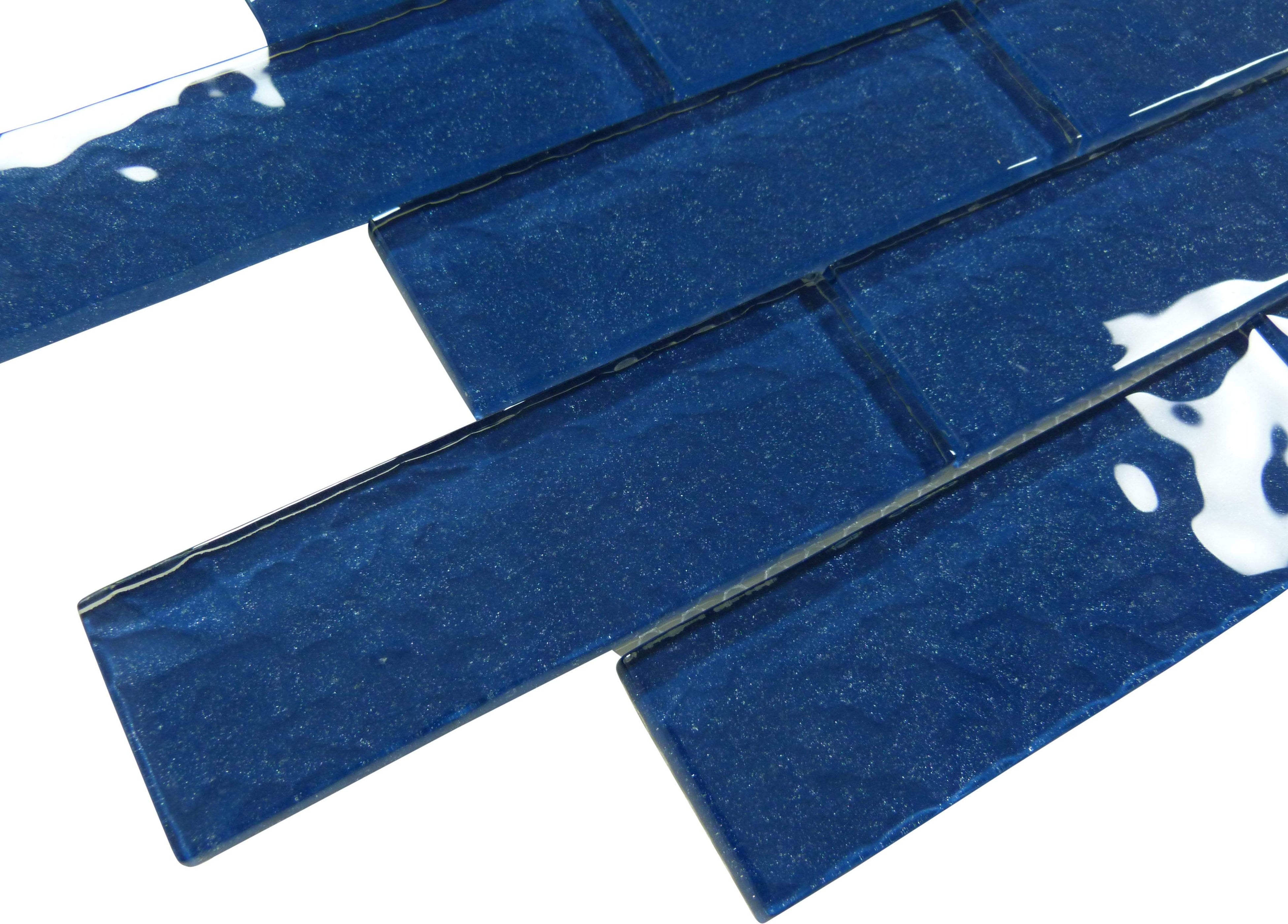 Artistry In Mosaics Moonscape Blue 2"x6" Ripple Glossy Glass Pool Tile ...