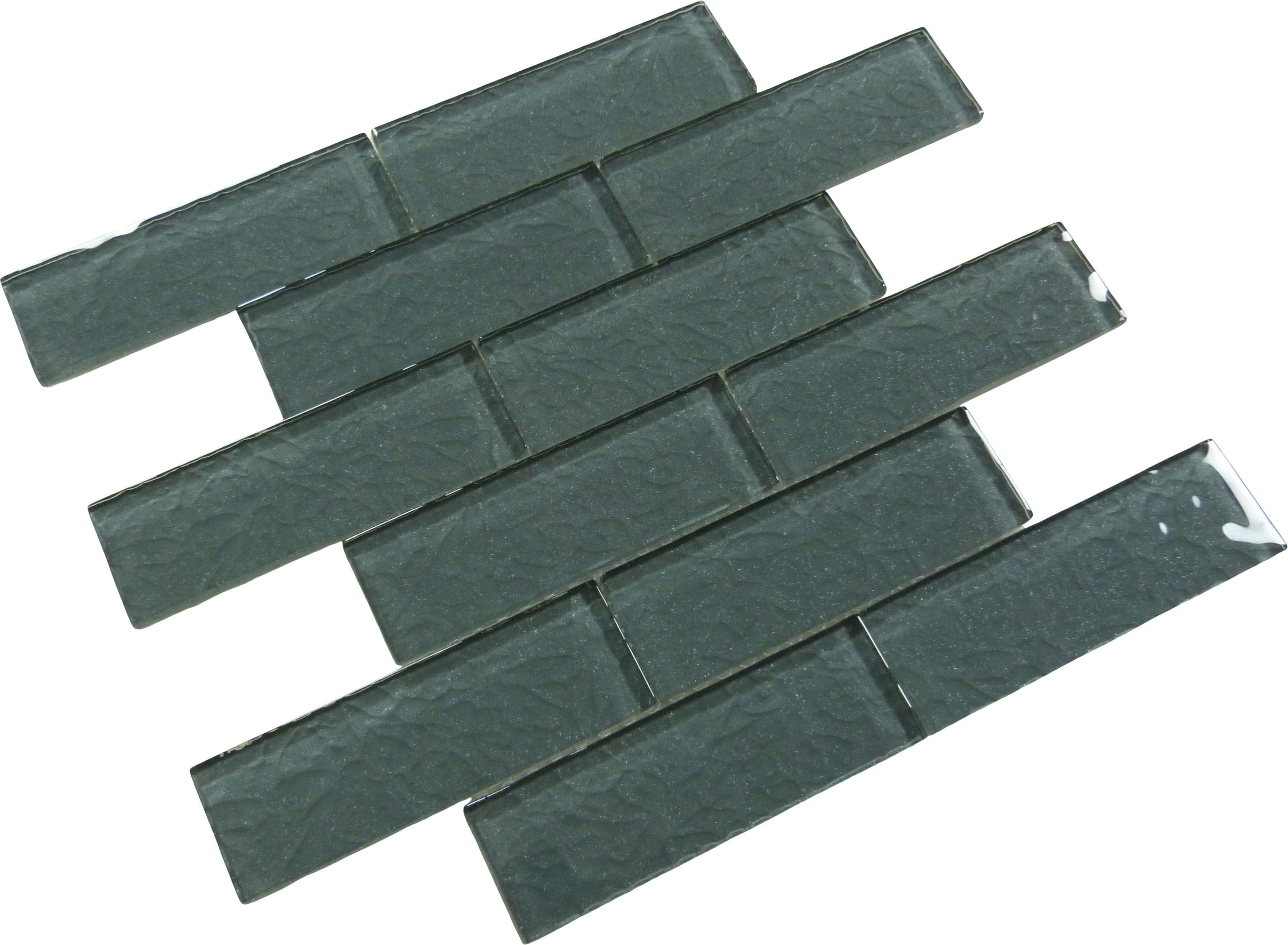 Artistry In Mosaics Moonscape Grey 2"x6" Ripple Glossy Glass Pool Tile ...