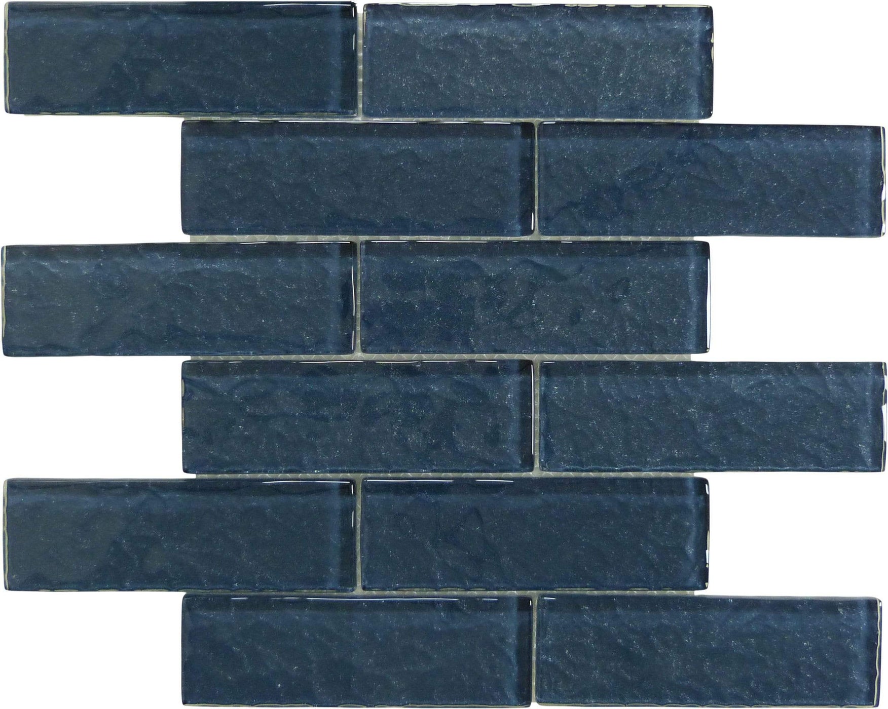 Moonscape Steel Blue 2x6 Ripple Glossy Glass Tile | Oasis