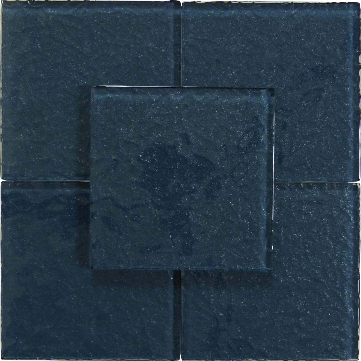 Artistry In Mosaics Moonscape Steel Blue 6"x6" Ripple Glossy Glass Pool ...