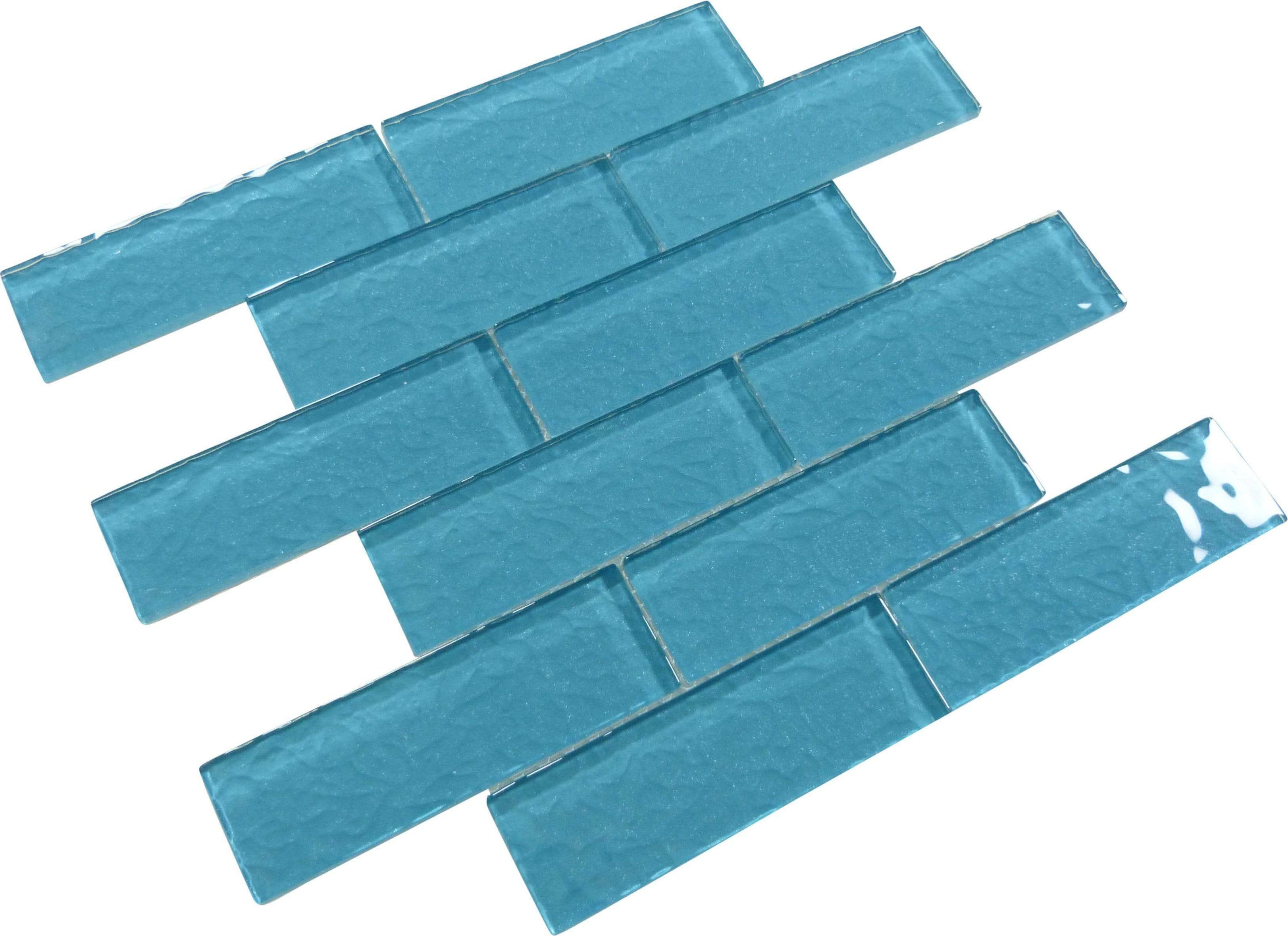 Artistry In Mosaics Moonscape Turquoise 2"x6" Ripple Glossy Glass Pool ...