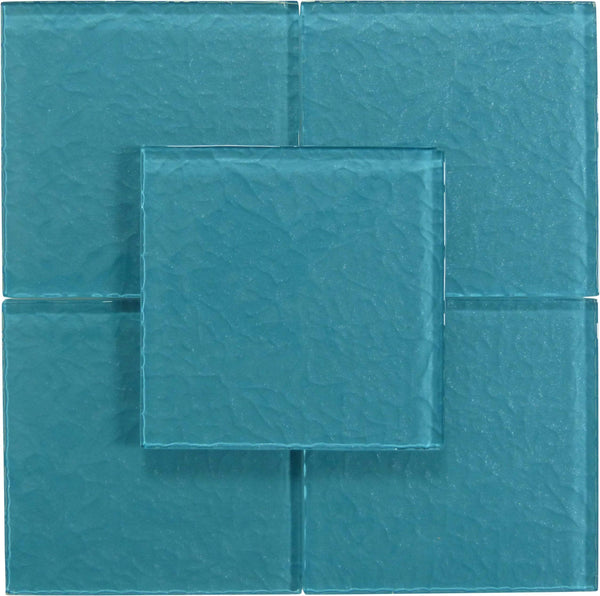 Artistry In Mosaics Moonscape Turquoise 6"x6" Ripple Glossy Glass Pool ...