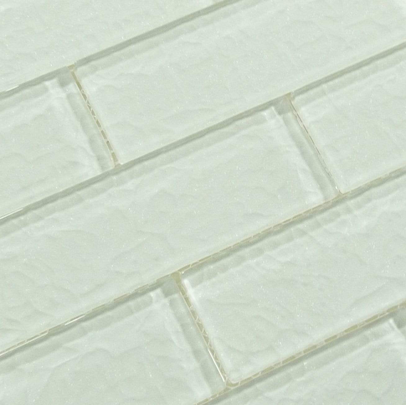Artistry In Mosaics Moonscape White 2"x6" Ripple Glossy Glass Pool Tile MS826W2