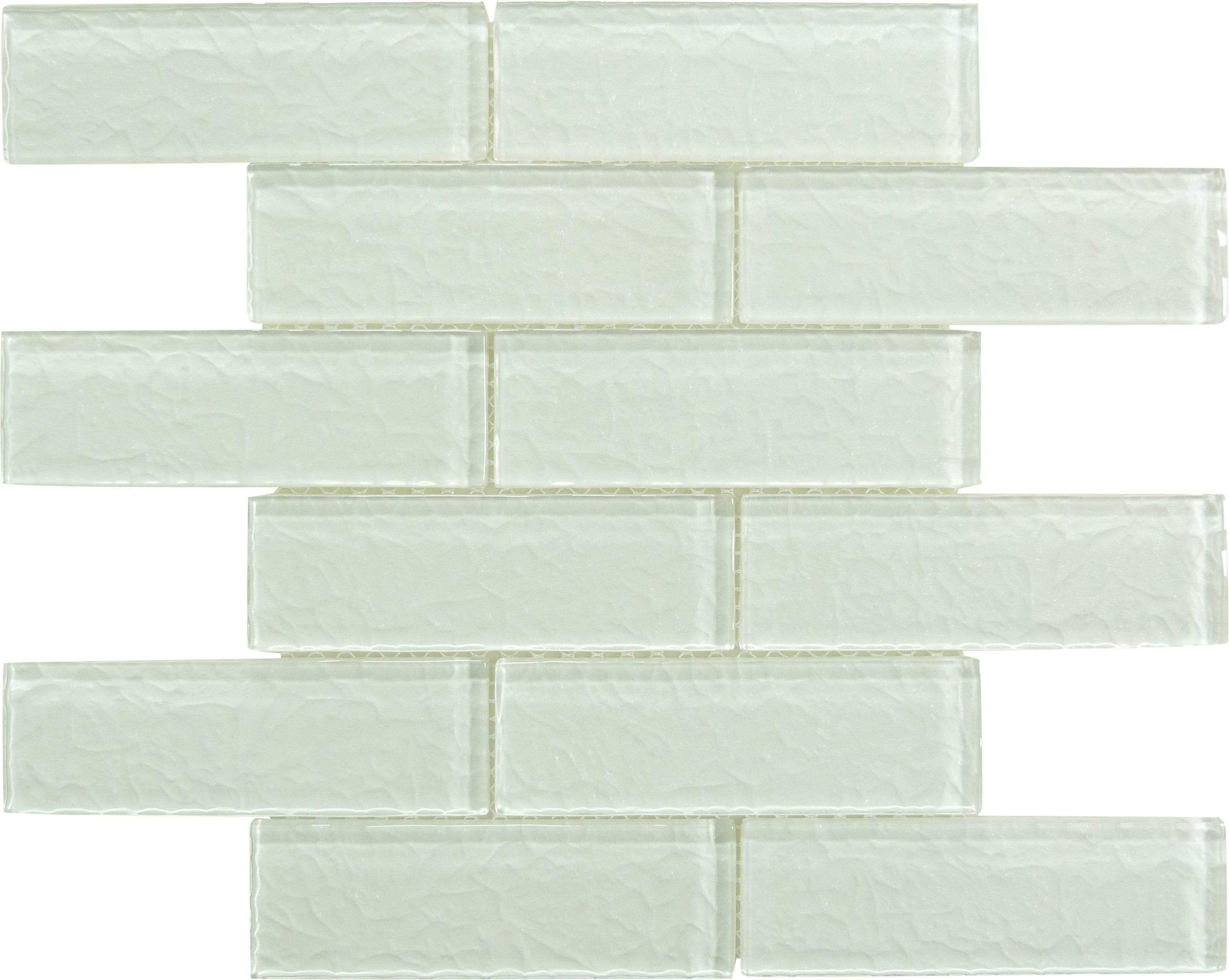 Artistry In Mosaics Moonscape White 2"x6" Ripple Glossy Glass Pool Tile ...