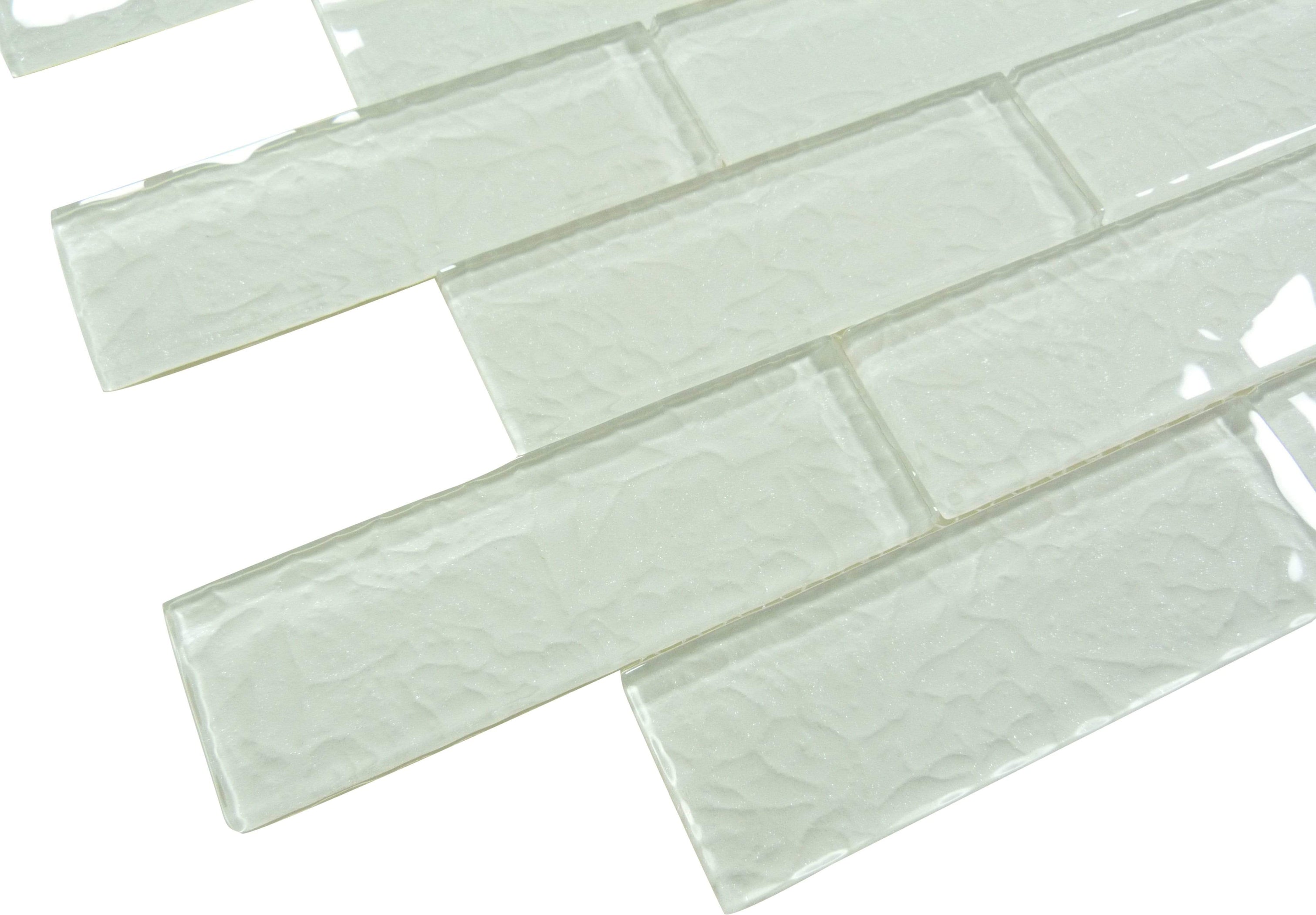 Artistry In Mosaics Moonscape White 2"x6" Ripple Glossy Glass Pool Tile ...