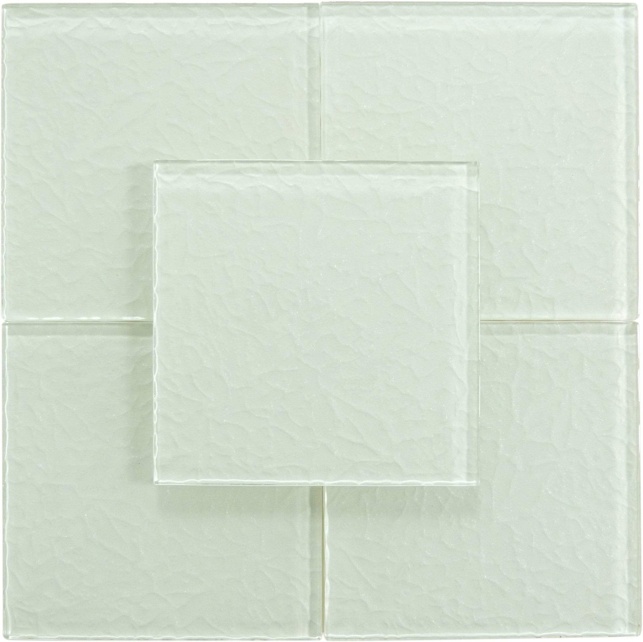 Artistry In Mosaics Moonscape White 6"x6" Ripple Glossy Glass Pool Tile MS866W2