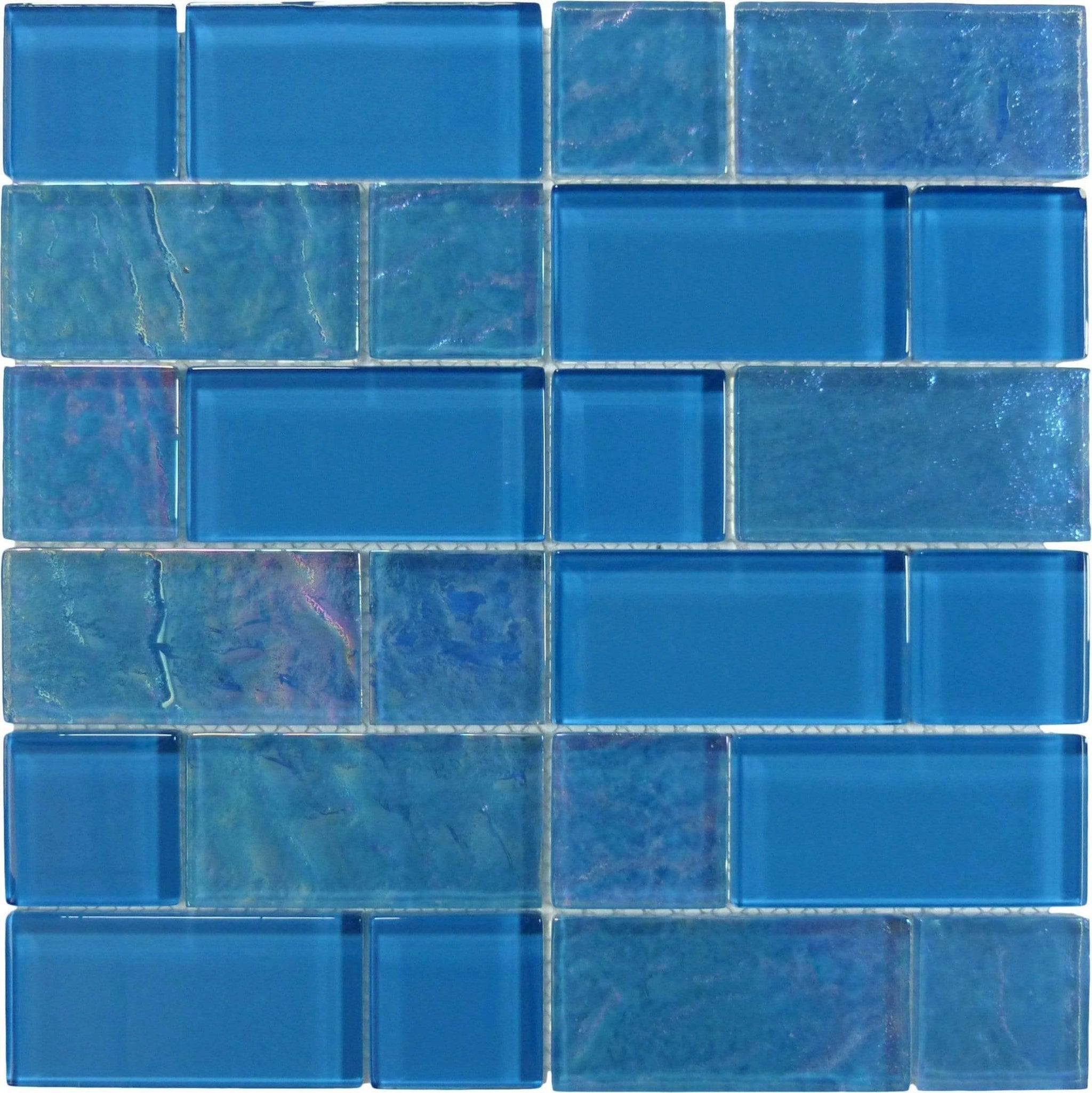 Artistry In Mosaics Unique Shapes Blue Glass Unique Shapes Tile Glossy ...