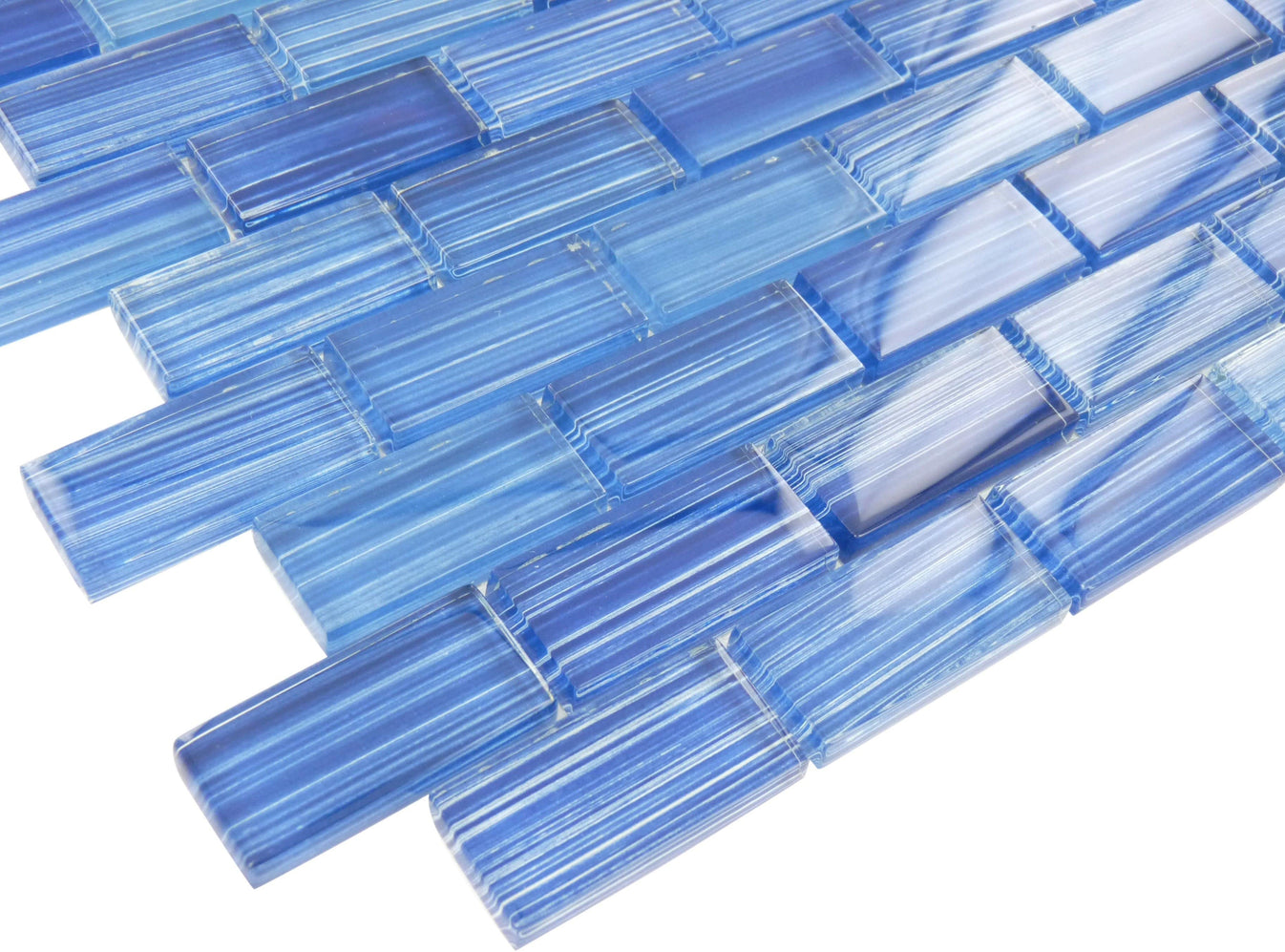 Artistry In Mosaics Watercolors Caribbean Blue 1" x 2" Glossy Glass ...