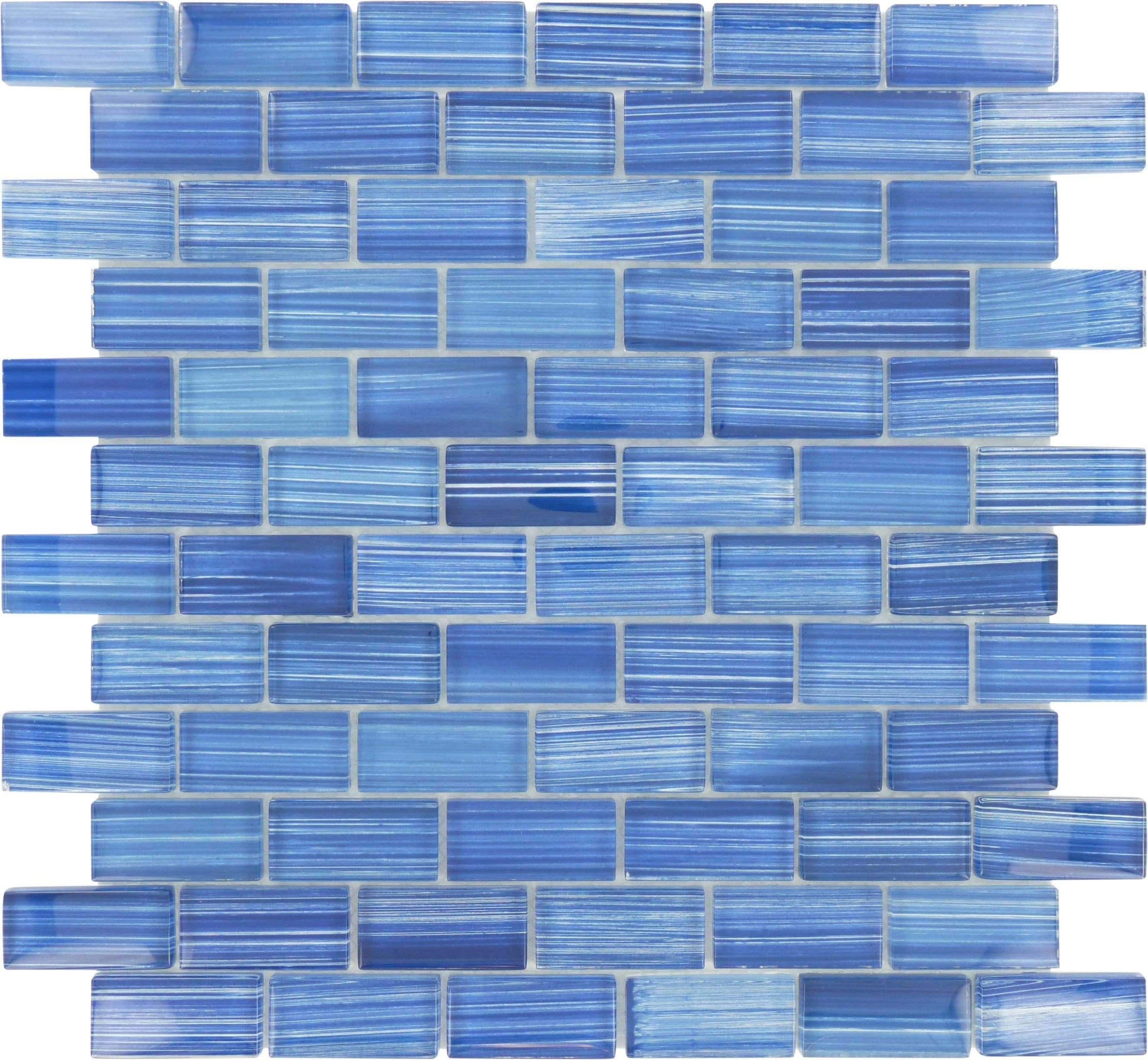 Artistry In Mosaics Watercolors Caribbean Blue 1" x 2" Glossy Glass ...