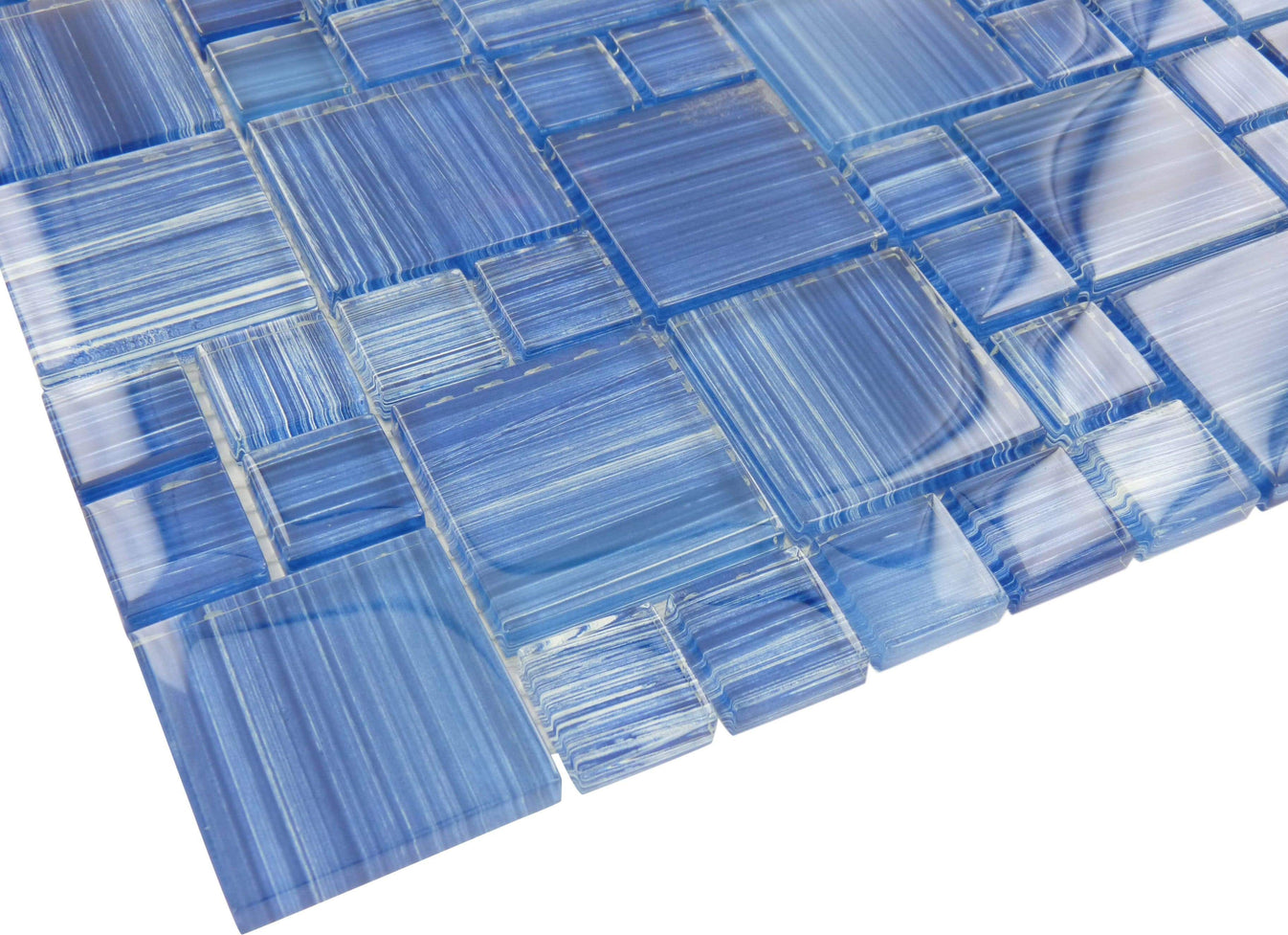 Artistry In Mosaics Watercolors Caribbean Blue Unique Shapes Glossy ...