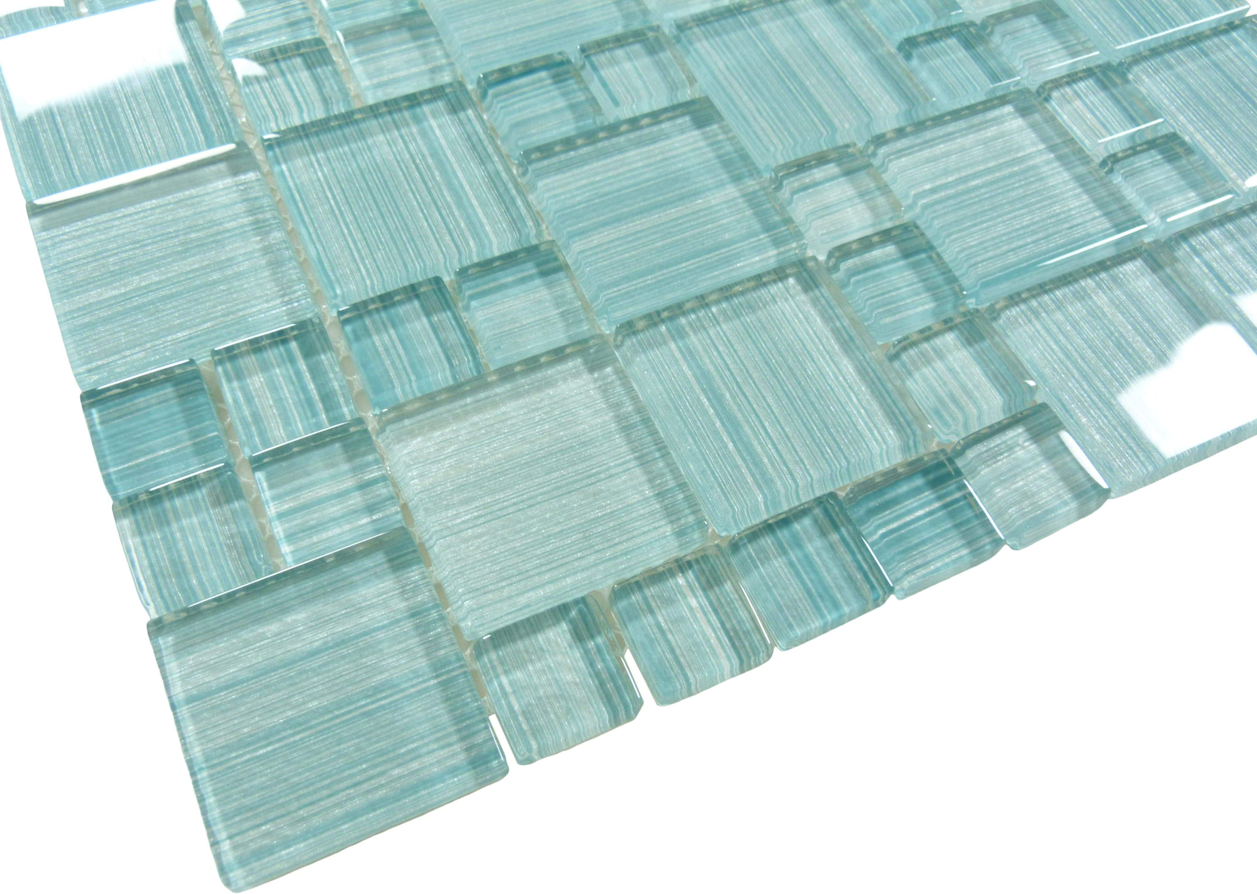 Artistry in Mosaics Watercolors Seafoam Blend Green Mixed Glossy Glass ...