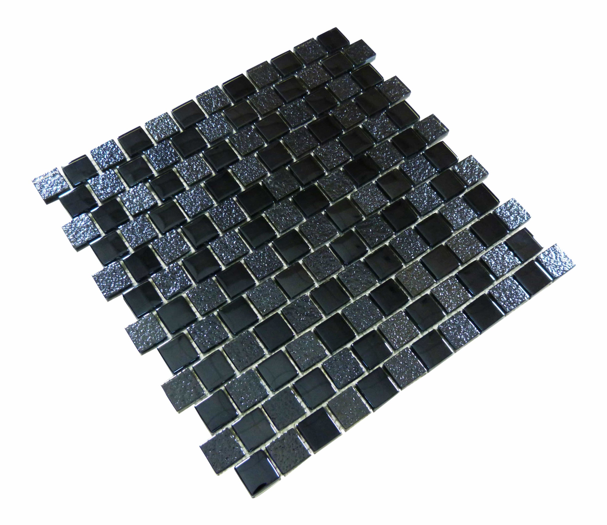 Black Metallic 1" x 1" Offset Glass Pool Tile SS82323K1