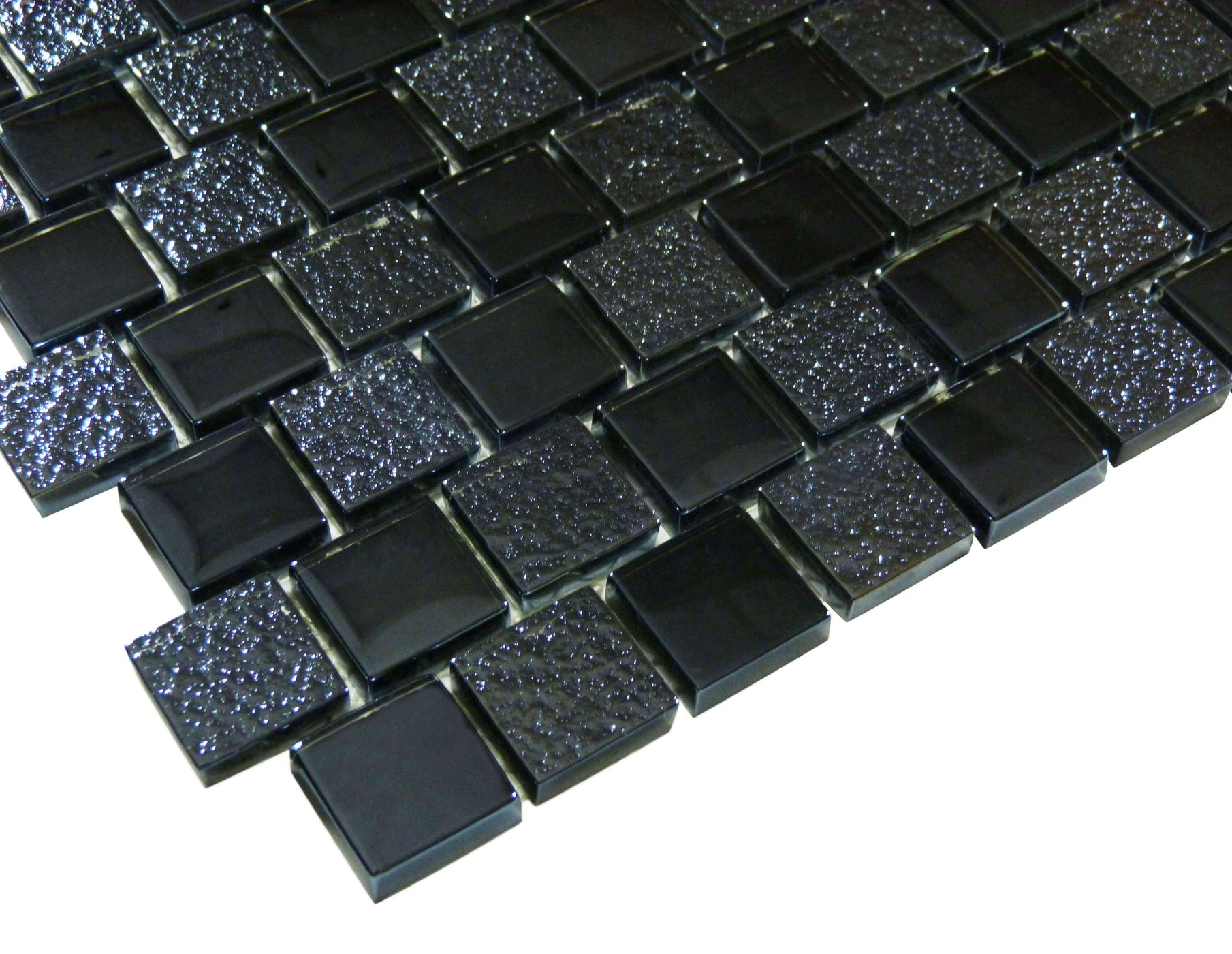 Black Metallic 1" x 1" Offset Glass Pool Tile SS82323K1