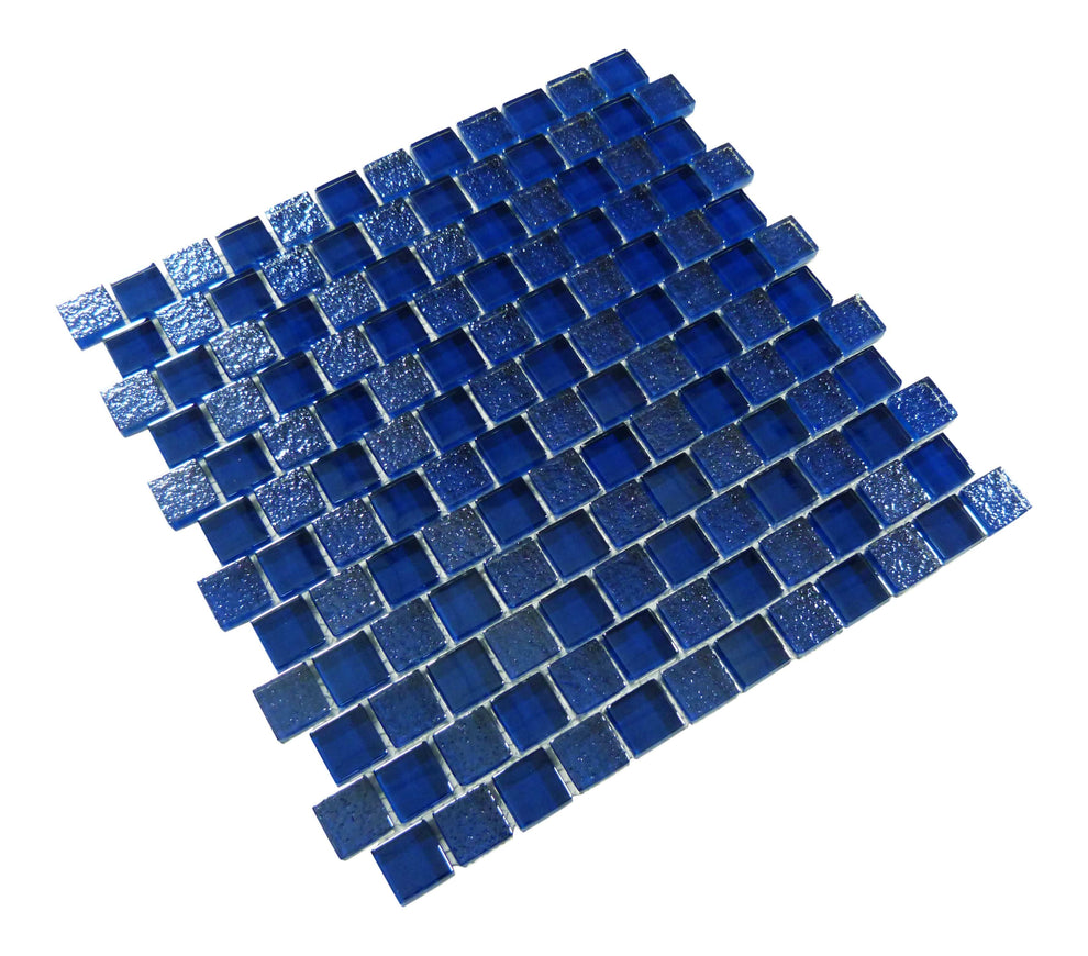 Blue Metallic 1" x 1" Offset Glass Pool Tile SS82323B1