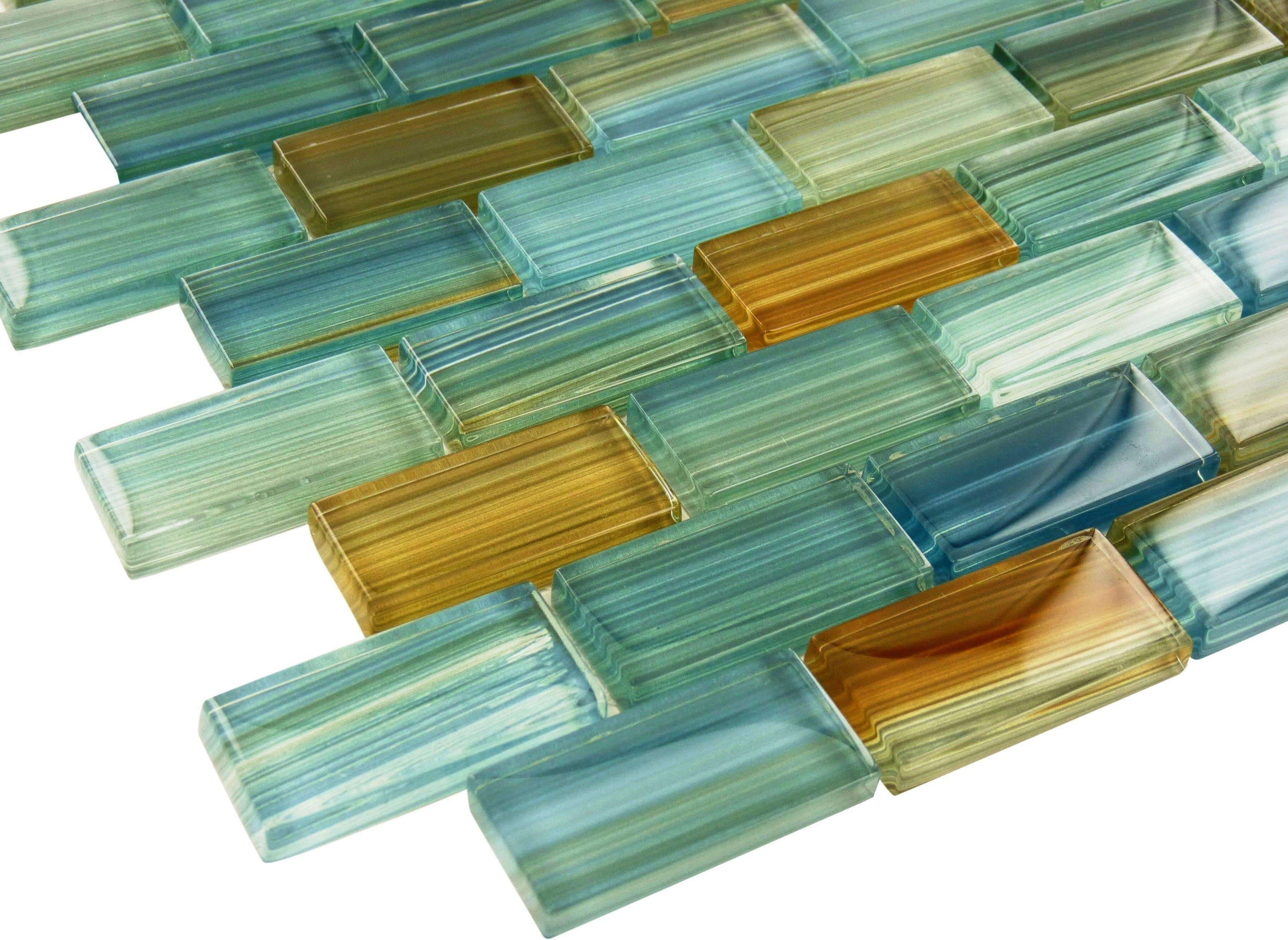 Watercolors Aqua Glossy Glass Tile: GW82348T5 | Shop Oasis